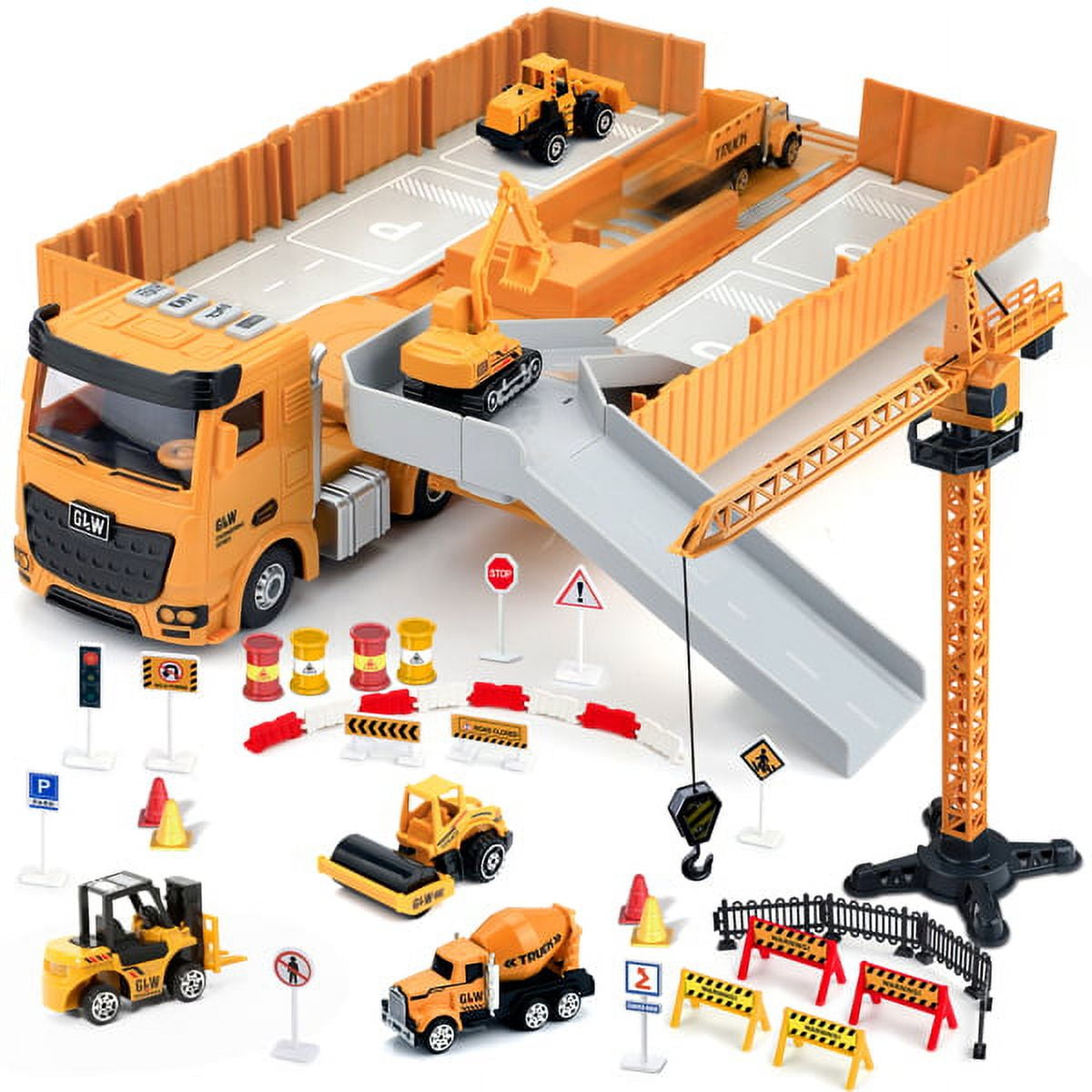 Construction Site Vehicles Toy Set, Kids Engineering Playset, Tractor ...
