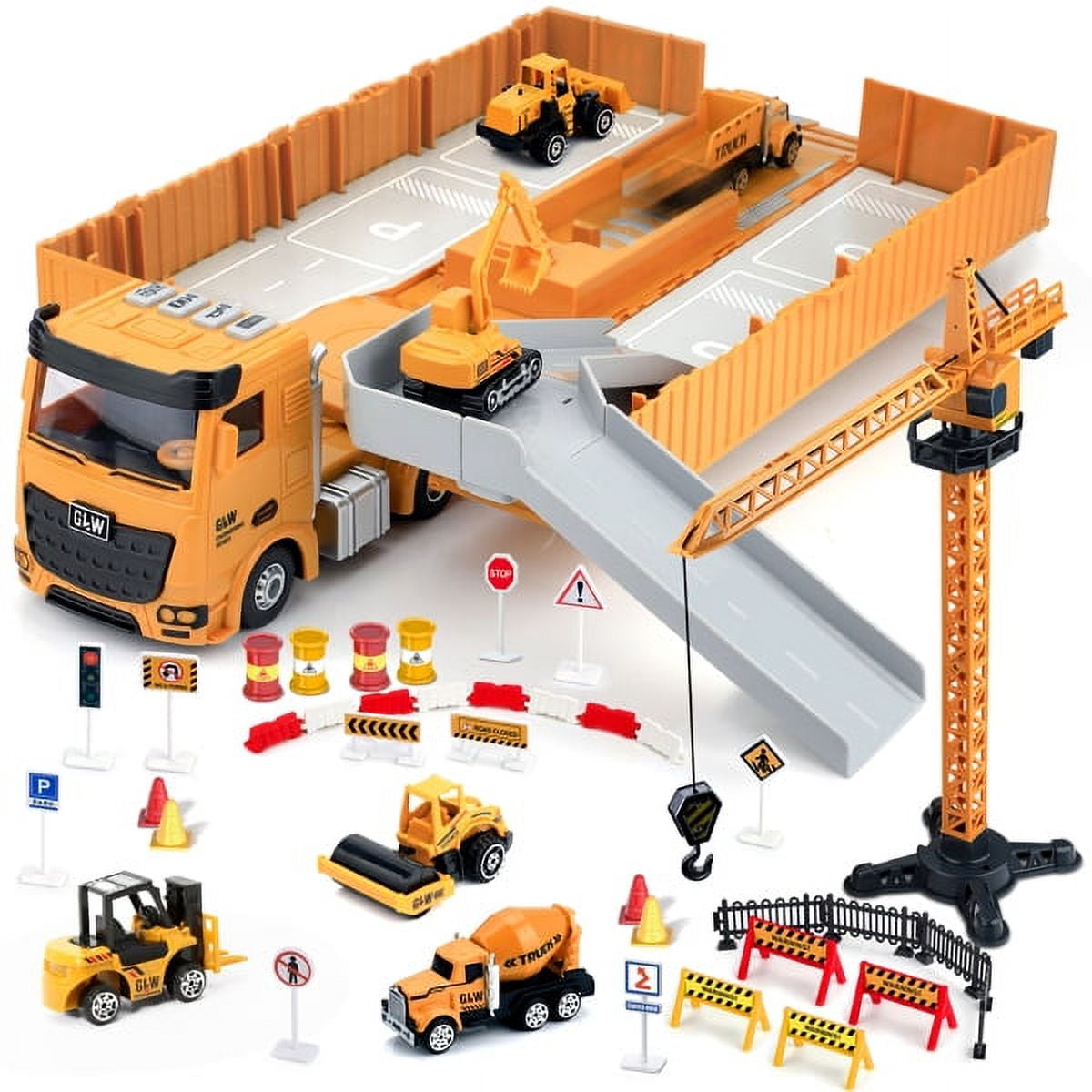 Construction Site Vehicles Toy Set, Kids Engineering Playset, Tractor ...