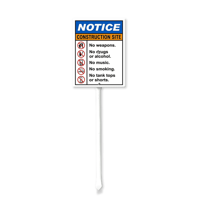 Construction Site Yard Sign With Stakes 7 x 8.8 inch，Aluminum Safety ...
