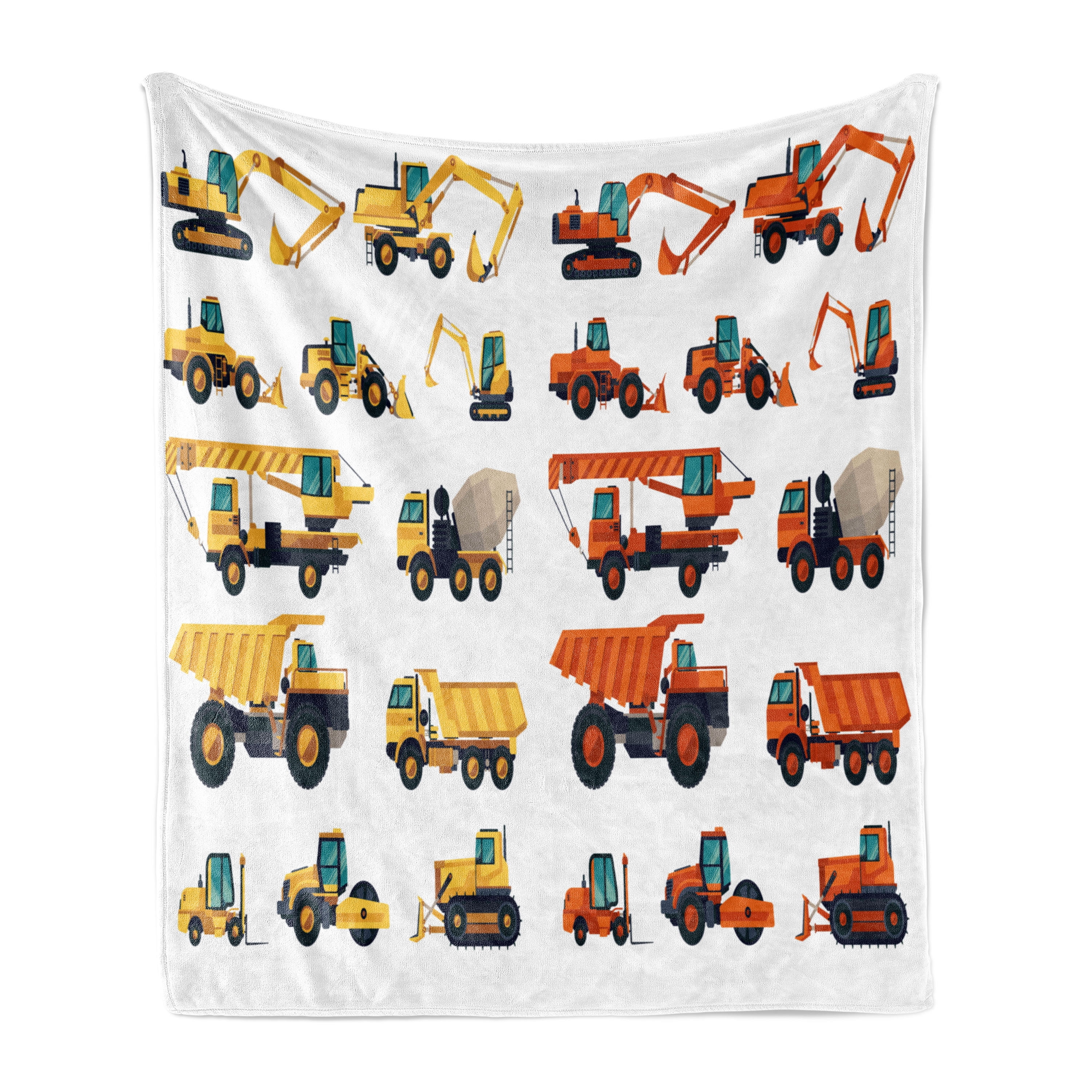 Construction Soft Flannel Fleece Throw Blanket, Construction Machinery ...