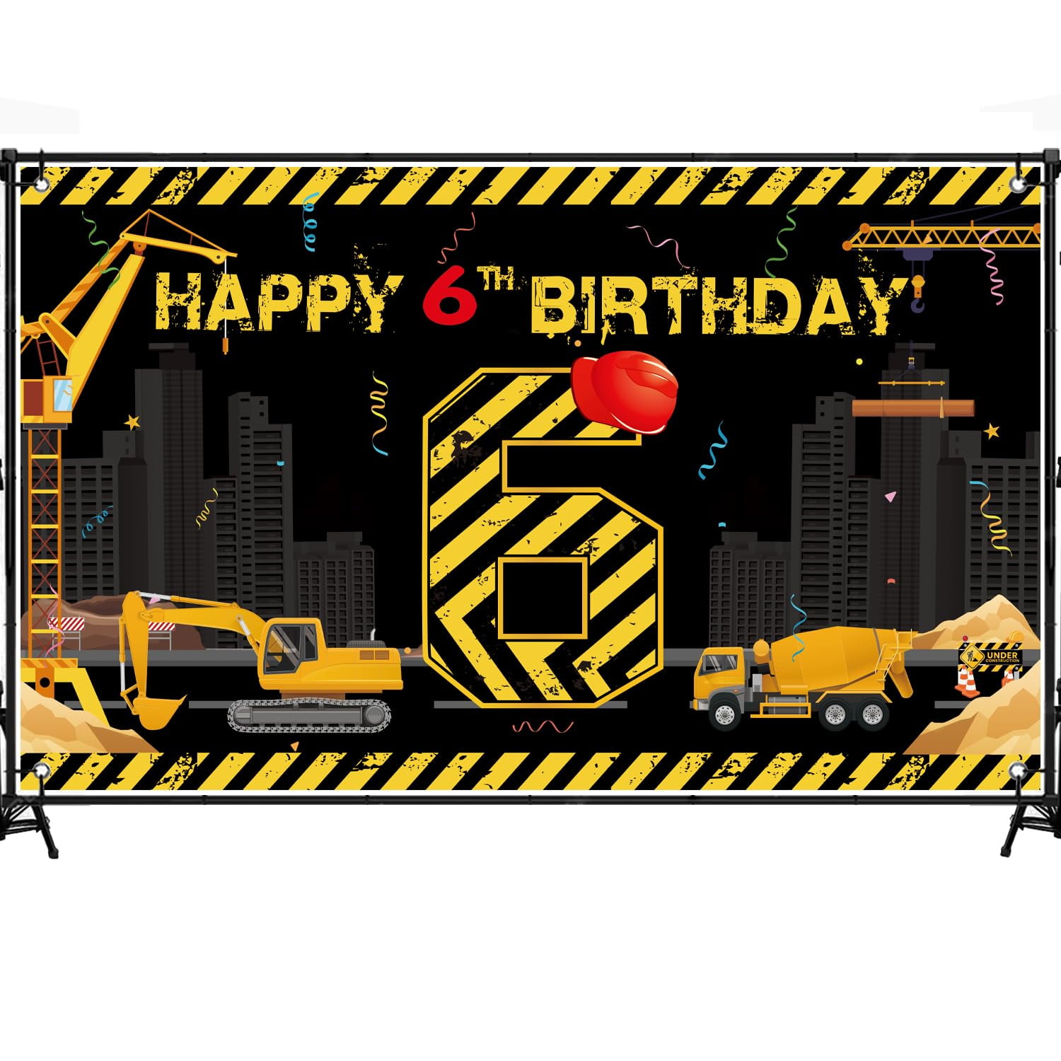 Construction Theme 6th Birthday Party Photography Backdrop,Happy ...