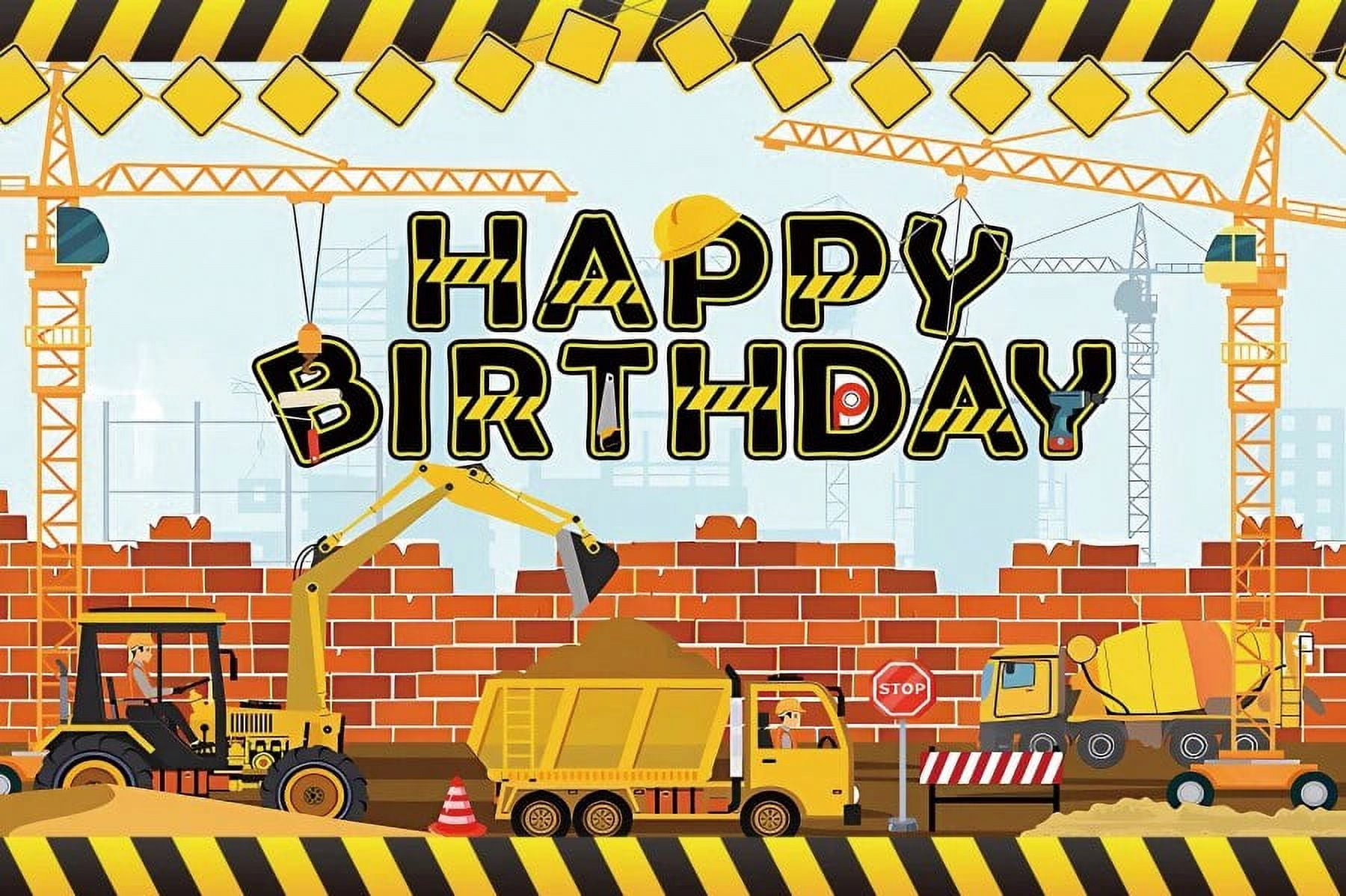 Construction Theme Baby Shower Backdrop Bricks Builder Dump Trucks Boy ...