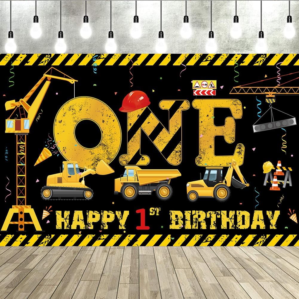 Construction Theme Banner 1st Birthday Party Photography Backdrop, Dump ...