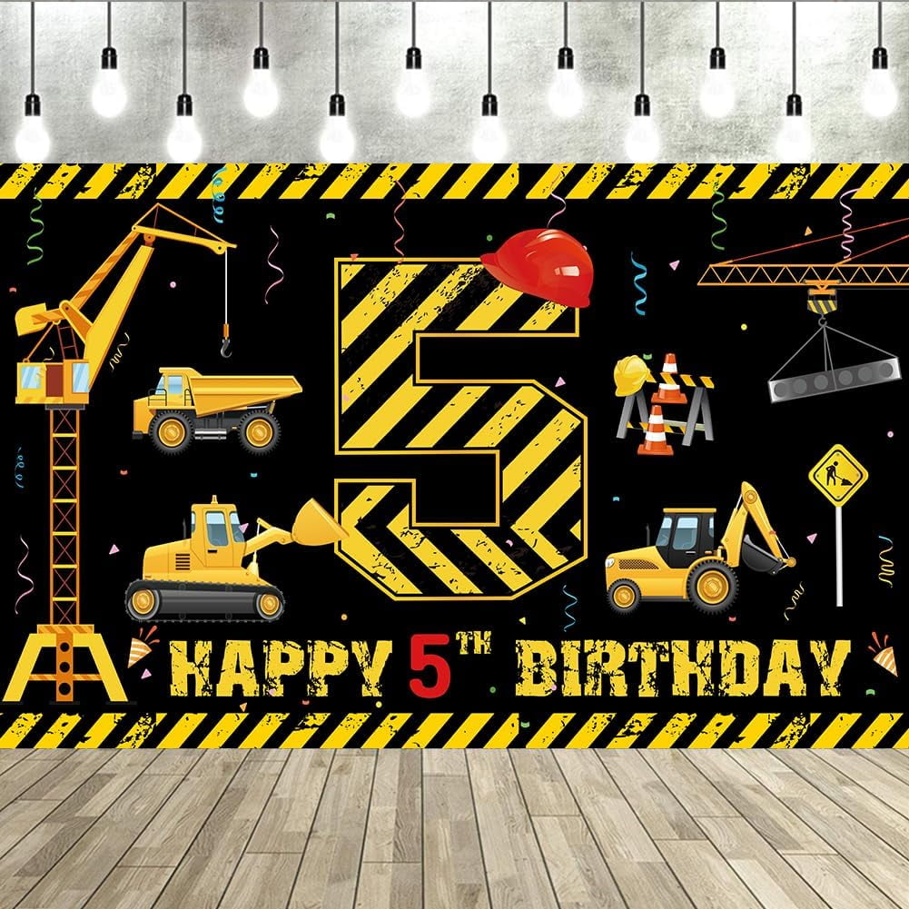 Construction Theme Banner 5th Birthday Party Photography Backdrop, Dump ...