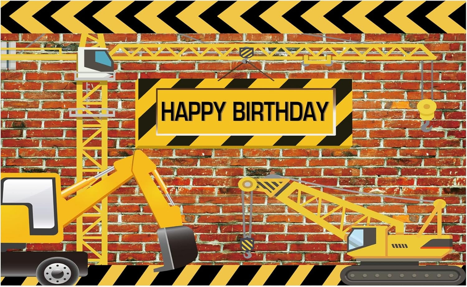 Construction Theme Birthday Party Backdrop Bricks Builder Dump Trucks ...