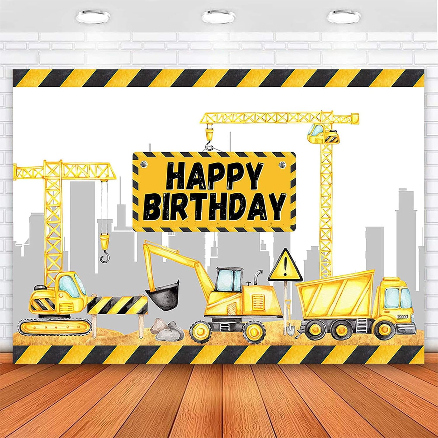 Construction Theme Birthday Party Backdrop Dump Truck Digger Zone ...