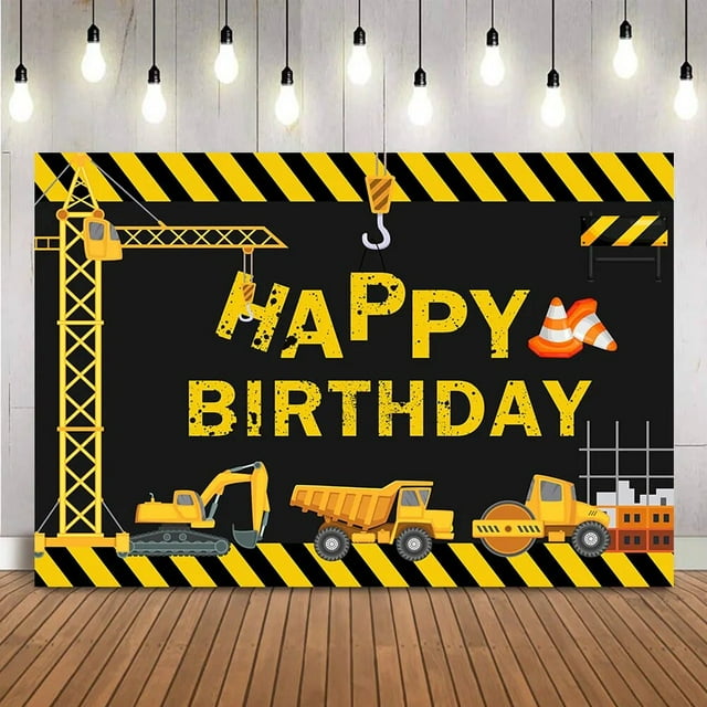 Construction Theme Birthday Party Photography Backdrop - Dump Truck ...