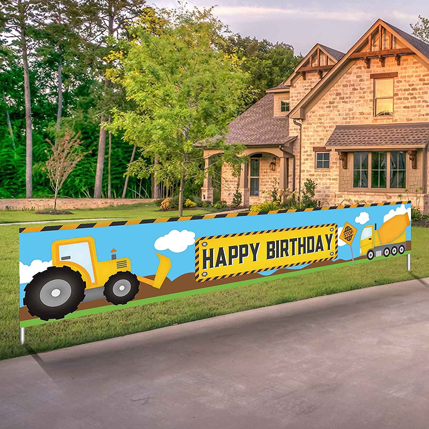 Construction Theme Happy Birthday Banner 20 X 120 inch Large Indoor ...