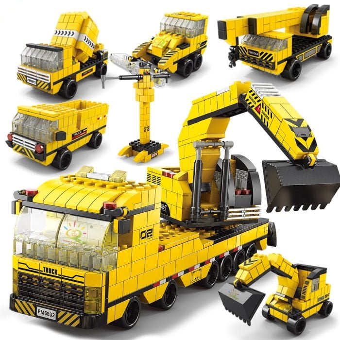 6in1 Excavating Machinery Engineering Vehicle Crane Car Truck Material ...