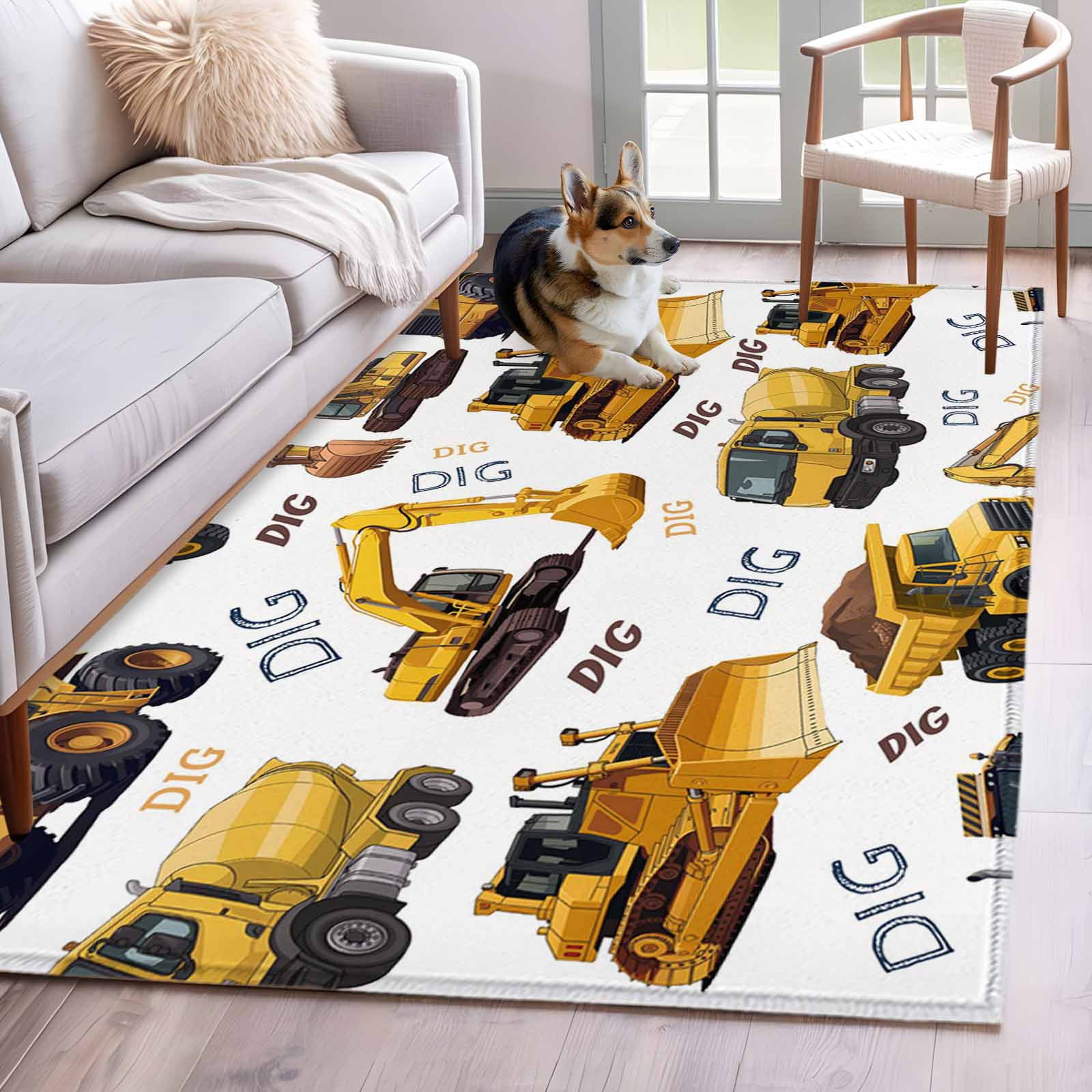 Construction Truck Area Rugs 3'x5', Small Throw Rugs for Living Room ...