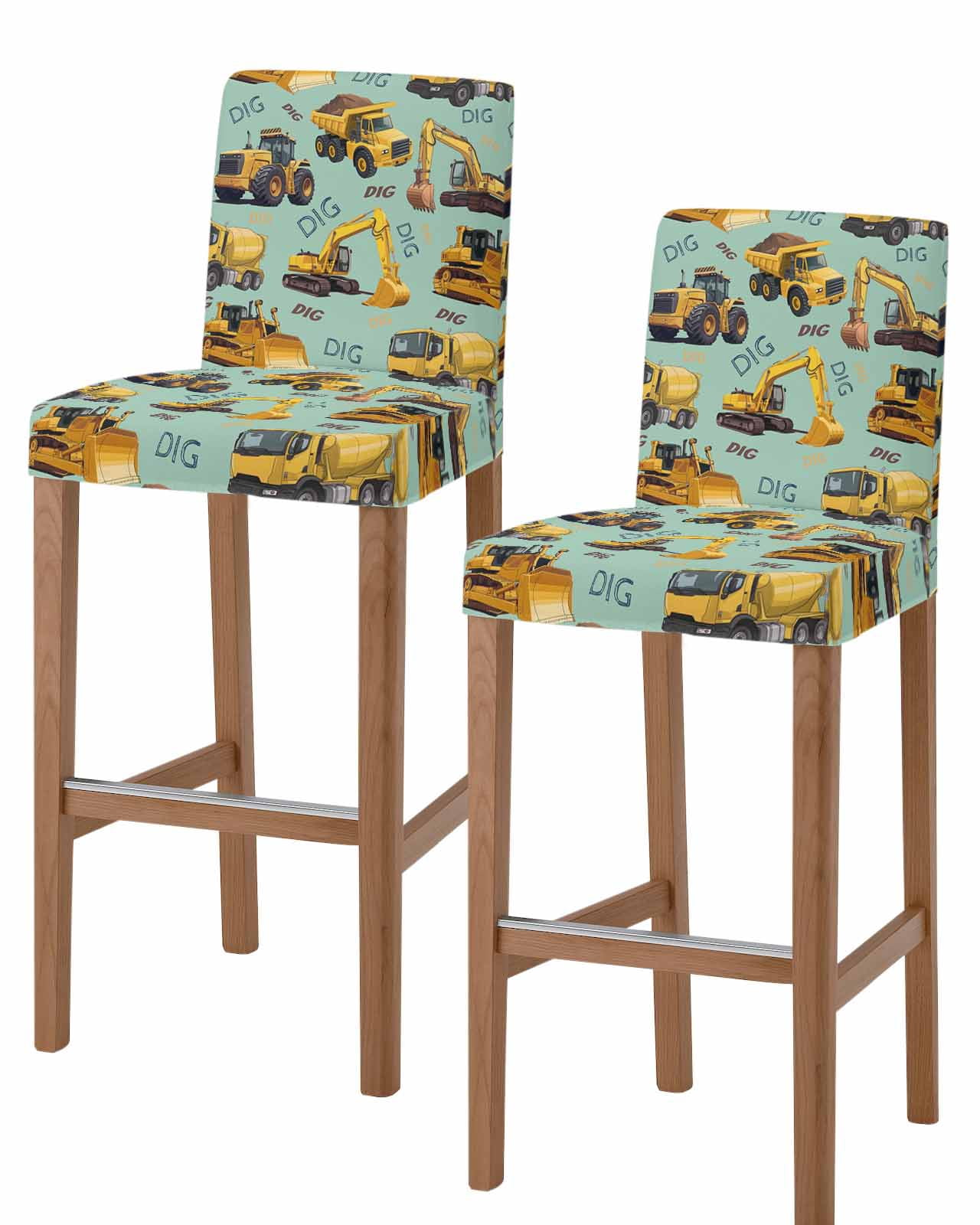 Construction Truck Bar Stool Covers Set of 2, Cartoon Grips and ...