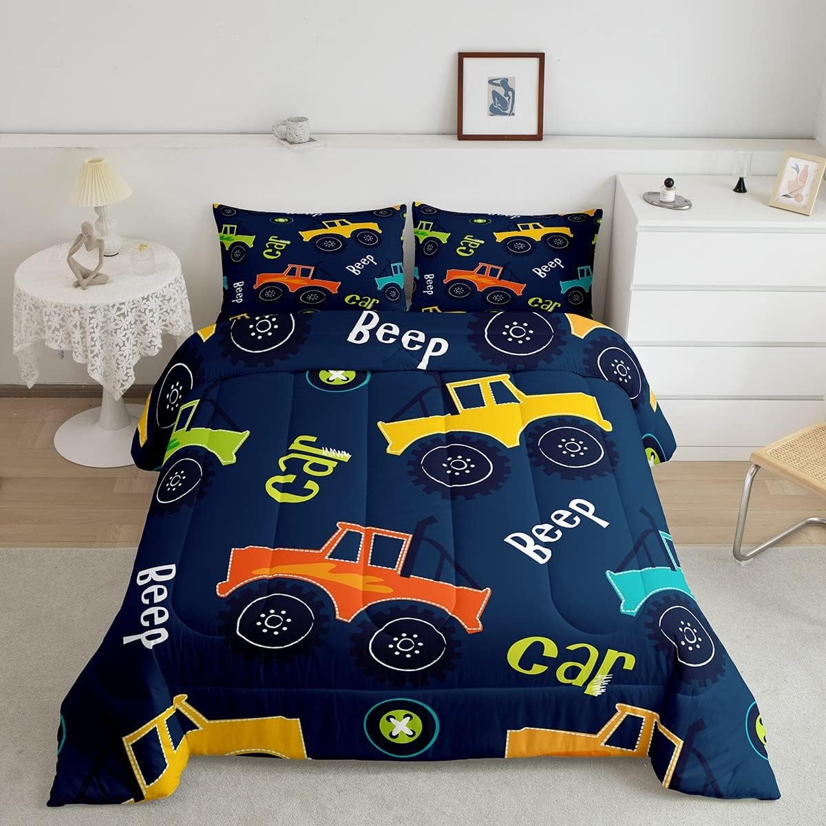 Construction Truck Bedding Set Cartoon Car Comforter Set for Boys ...