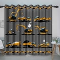 Construction Truck Blackout Curtains, Cartoon Excavator Bulldozer ...