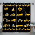 Construction Truck Blackout Curtains, Excavator Tractor Cartoon Window ...