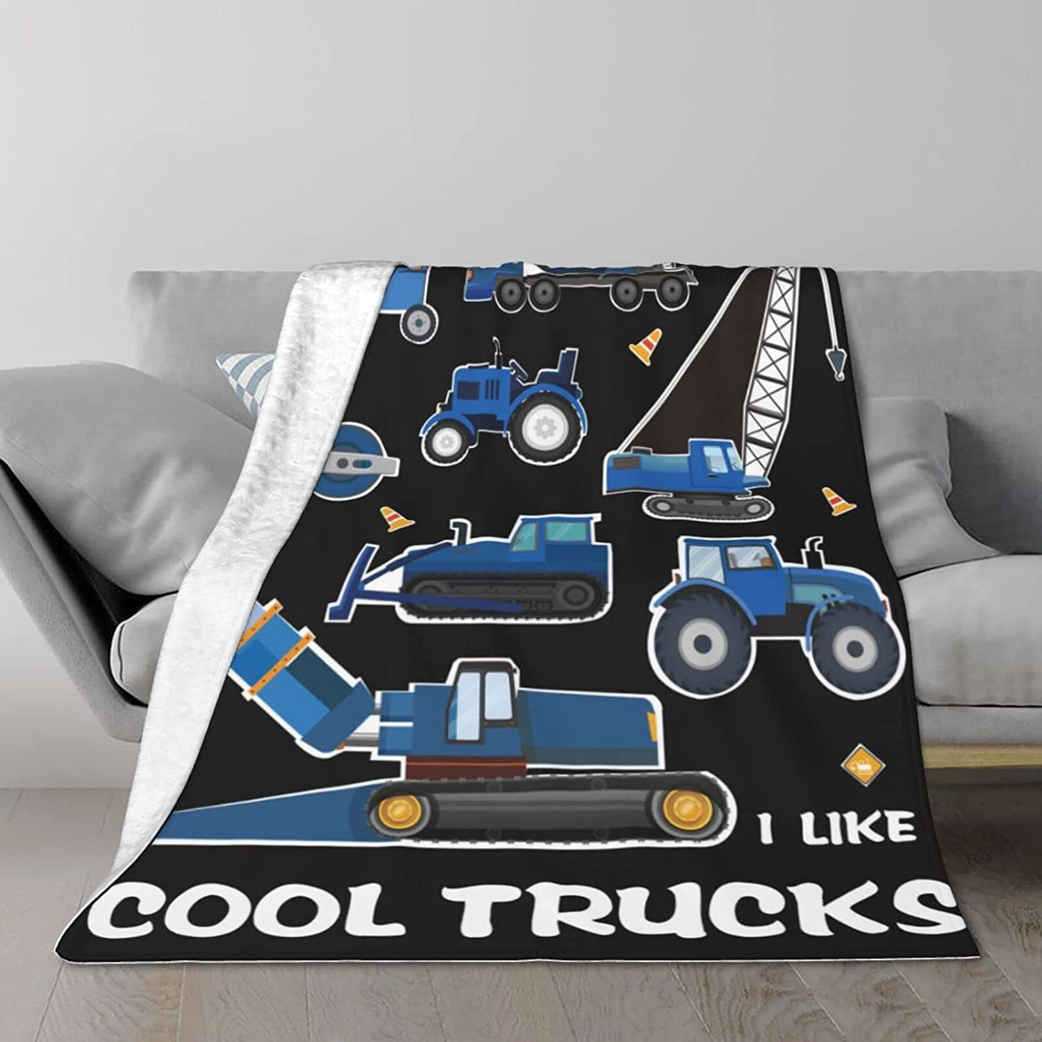 Construction Truck Blanket Boys Excavator Plush Throw Blanket Soft ...