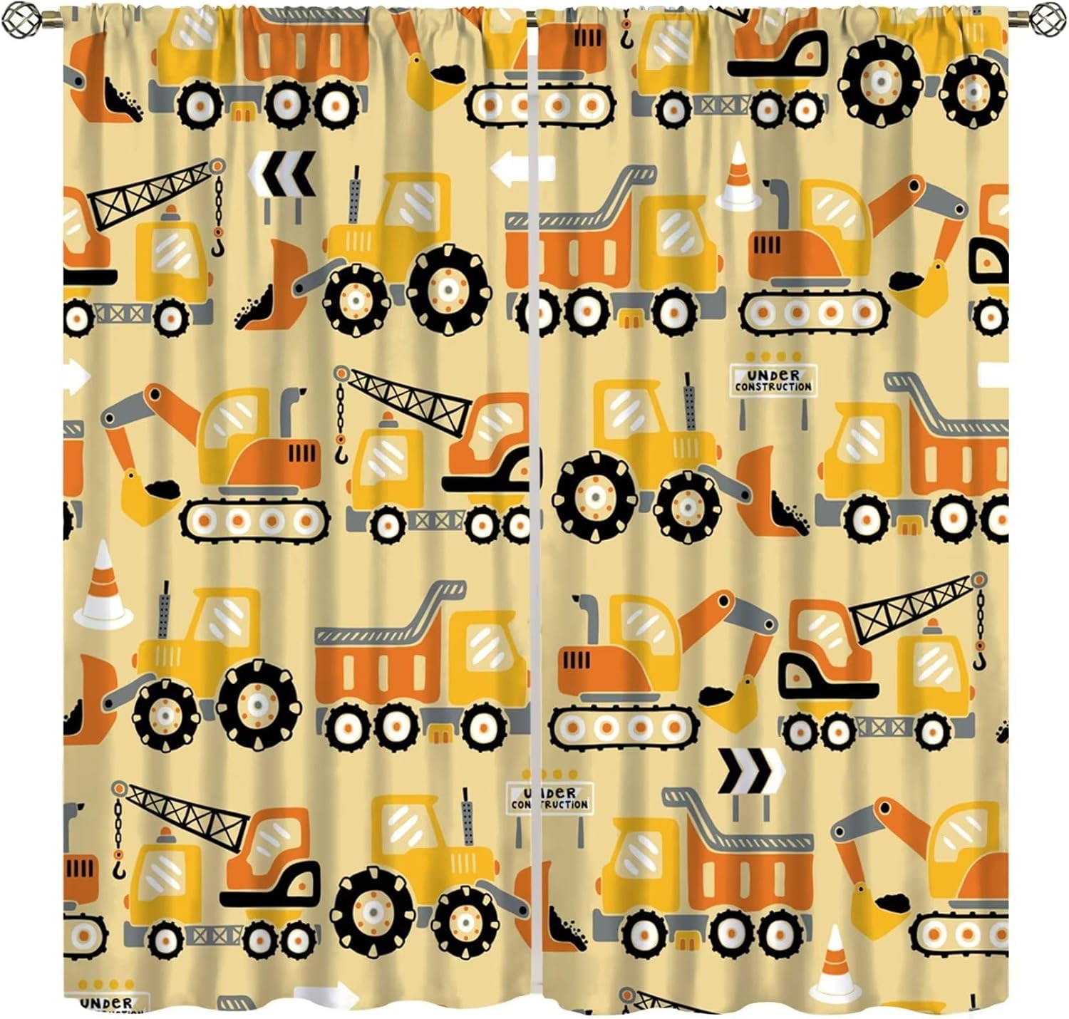 Construction Truck Boys Curtains,Rod Pocket Bulldozer Tractor Truck Car ...