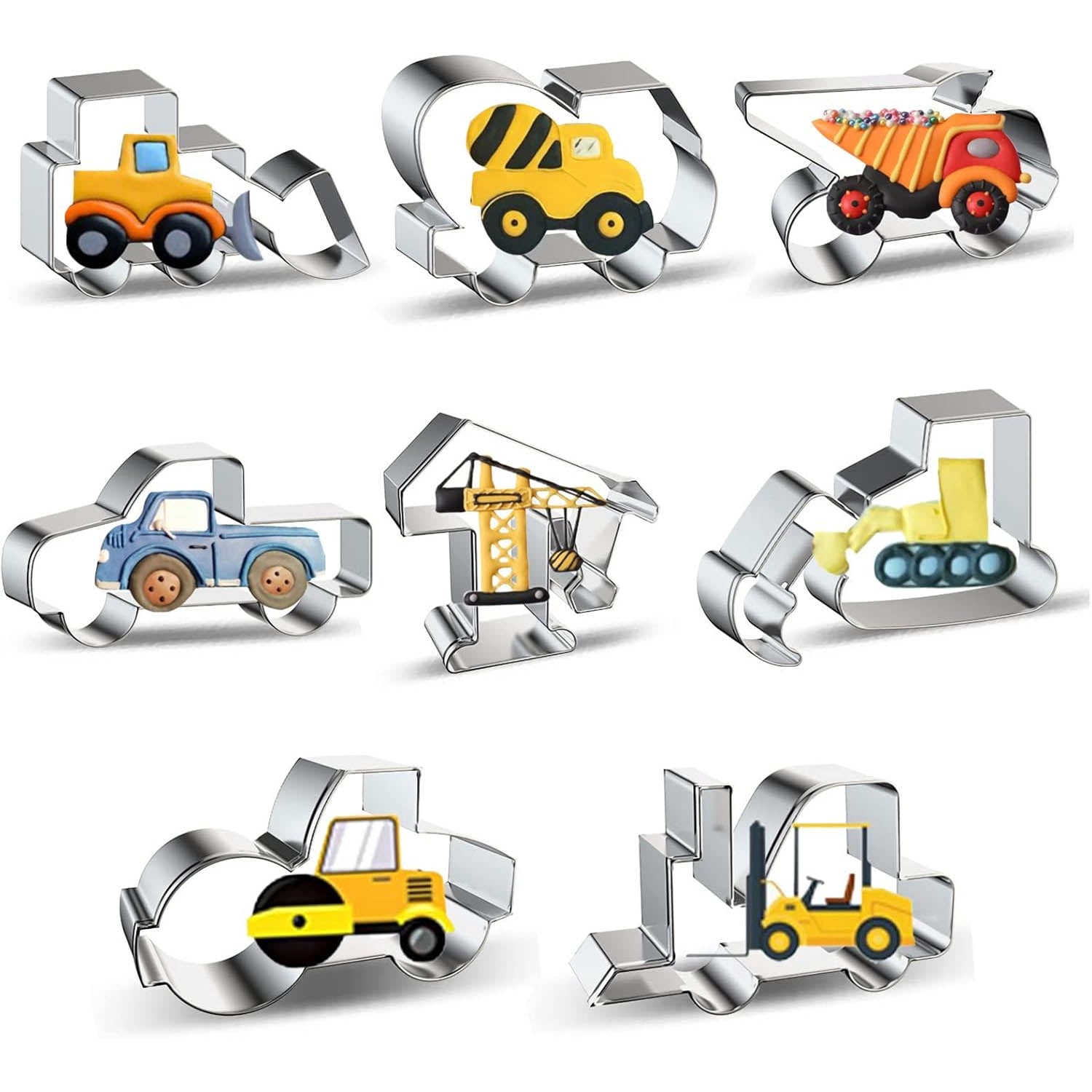 Construction Truck Cookie Cutter Set - Bulldozer Cement Mixer Dump ...