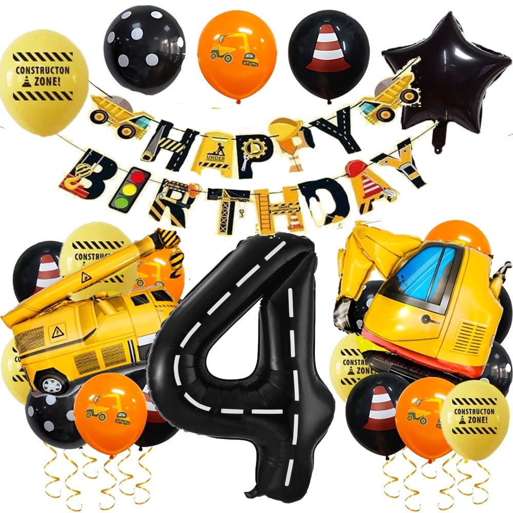 Construction Truck And Excavator Balloon Party Decoration Set Number 4 ...
