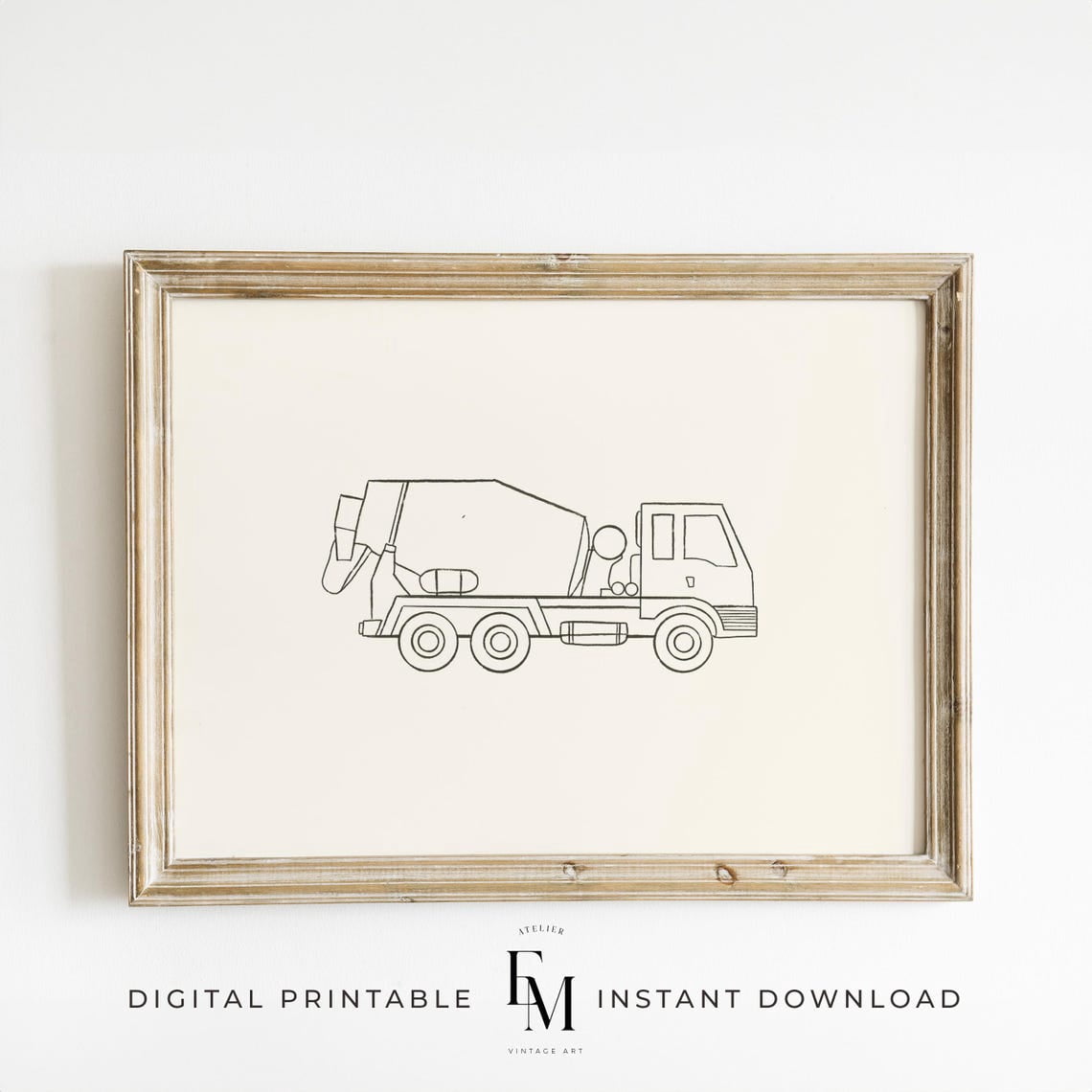 Construction Truck Print Neutral Toddler Boy Room Decor Vehicle Wall ...