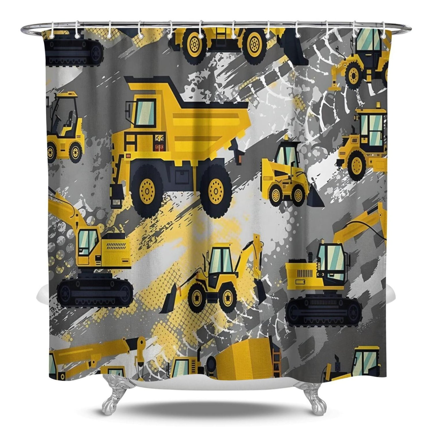 Construction Truck Shower Curtain - Waterproof Quick-Dry Bathroom ...