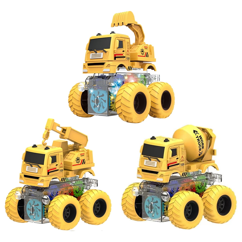 Construction Truck Toys -3Pack Excavator, Mixer, Crane, Dump Trucks ...