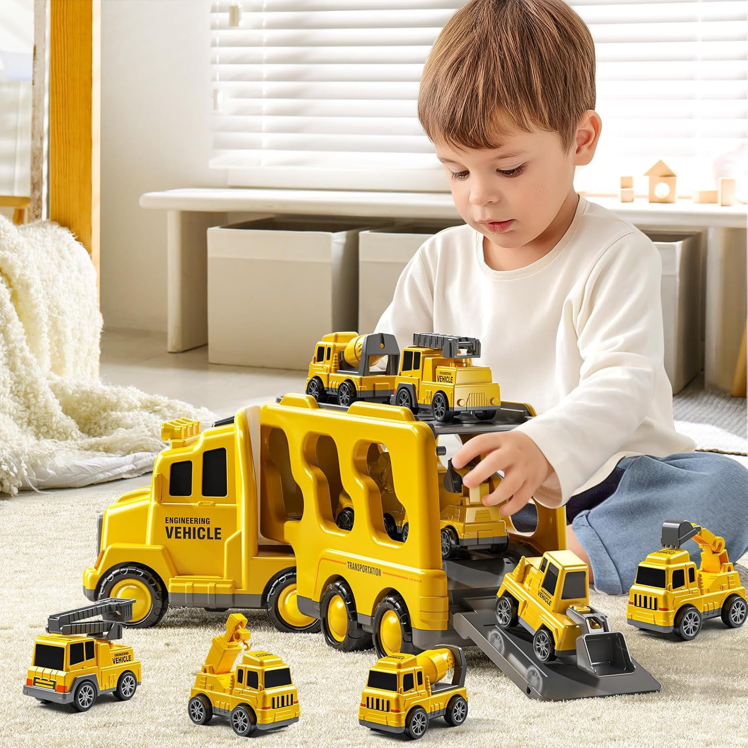 Construction Truck Toys Set for Kids 3- Years Old, Educational Vehicles ...