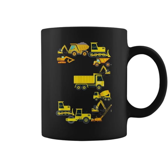 Construction Trucks 3 Year Old Fun 3Rd Bday Outfit For Boys Coffee Mug ...