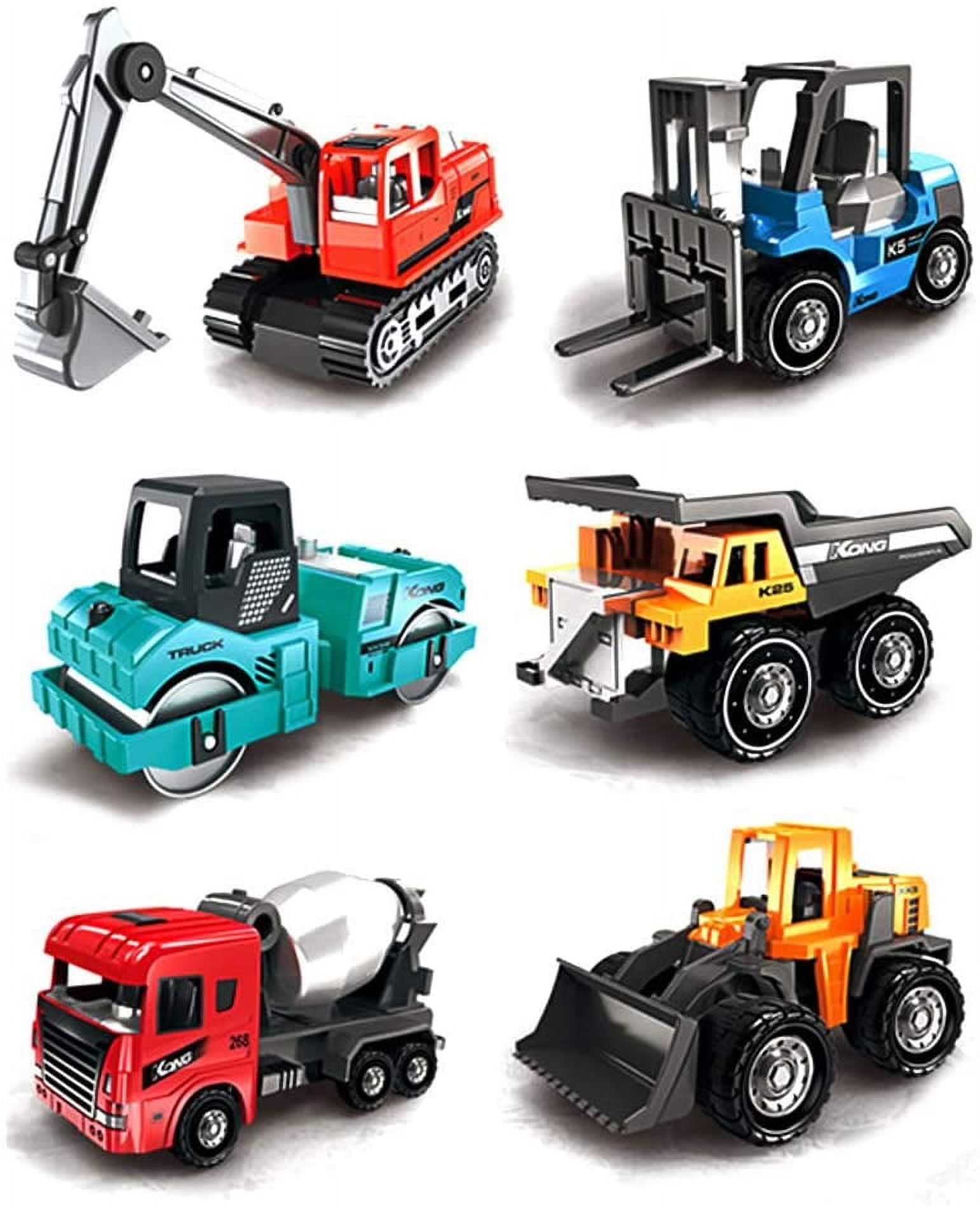 Construction Trucks 6pcs Colorful Mini Assorted Construction Vehicles ...