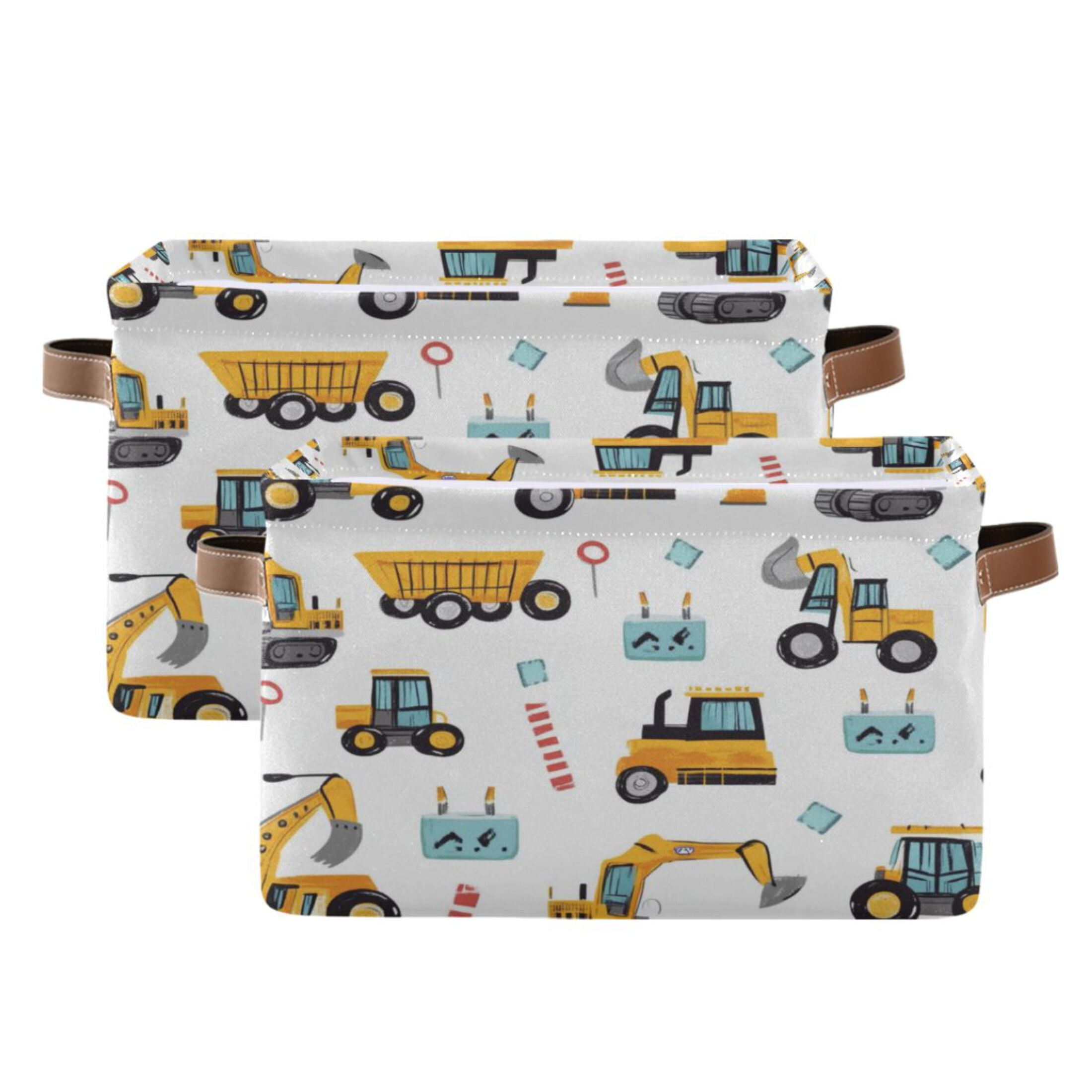 Construction Trucks and Excavators Foldable Storage Basket,Canvas ...