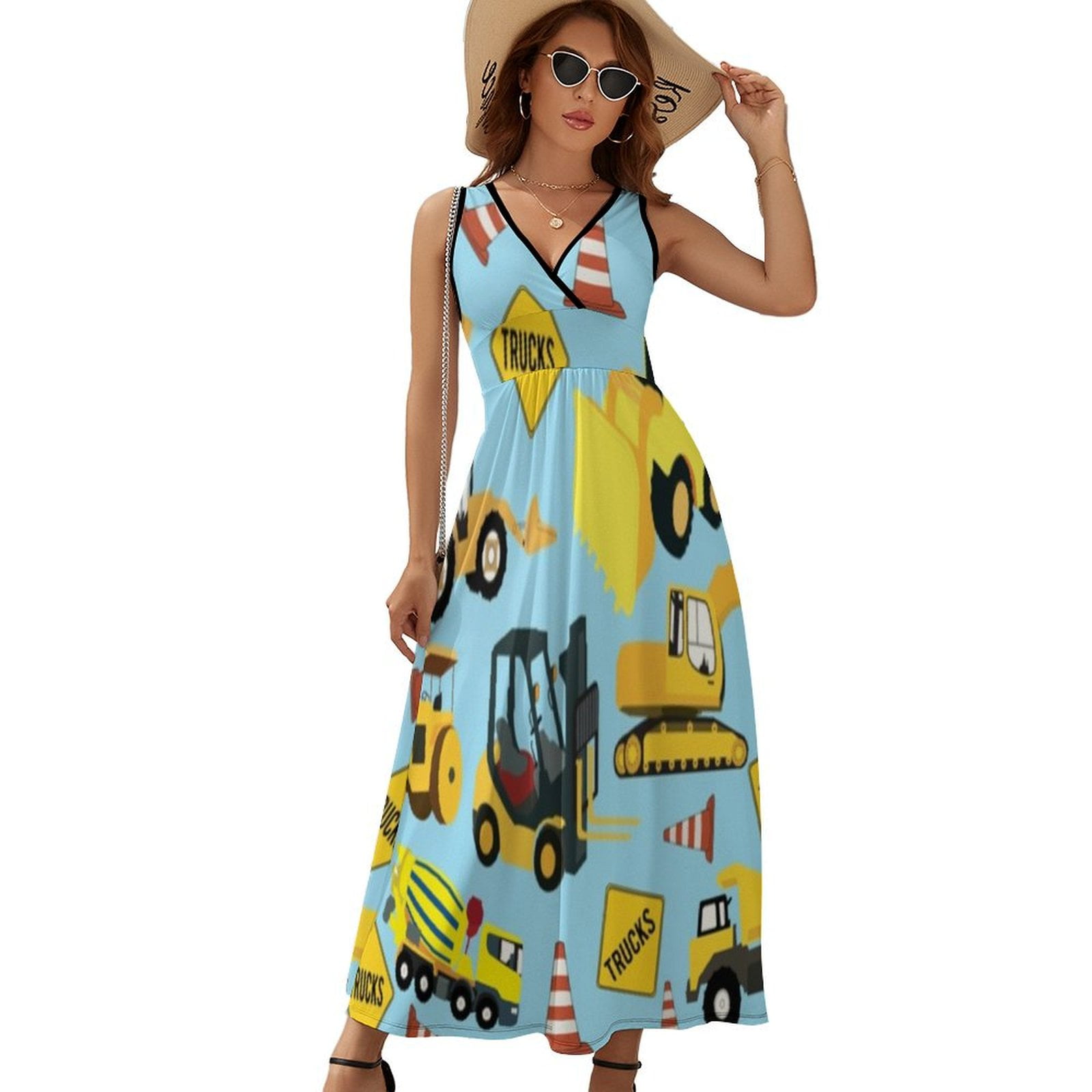 Construction Trucks Vehicles Pattern - Excavator Dump Truck Backhoe And ...