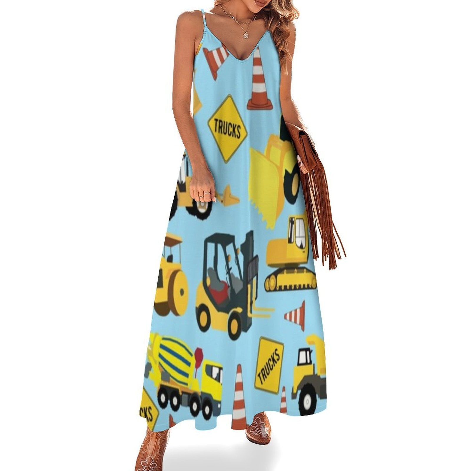 Construction Trucks Vehicles Pattern - Excavator Dump Truck Backhoe And ...