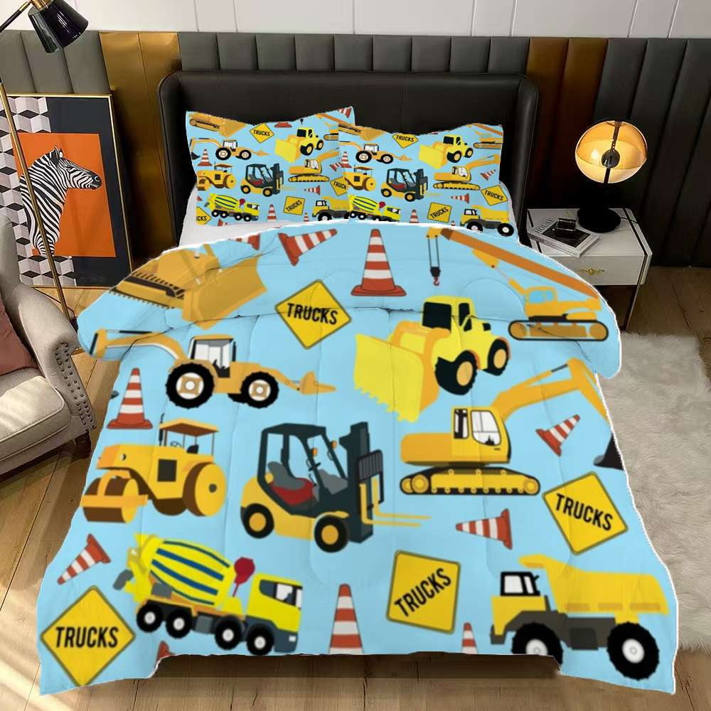 Construction Trucks Vehicles Pattern - Excavator Dump Truck Backhoe And ...