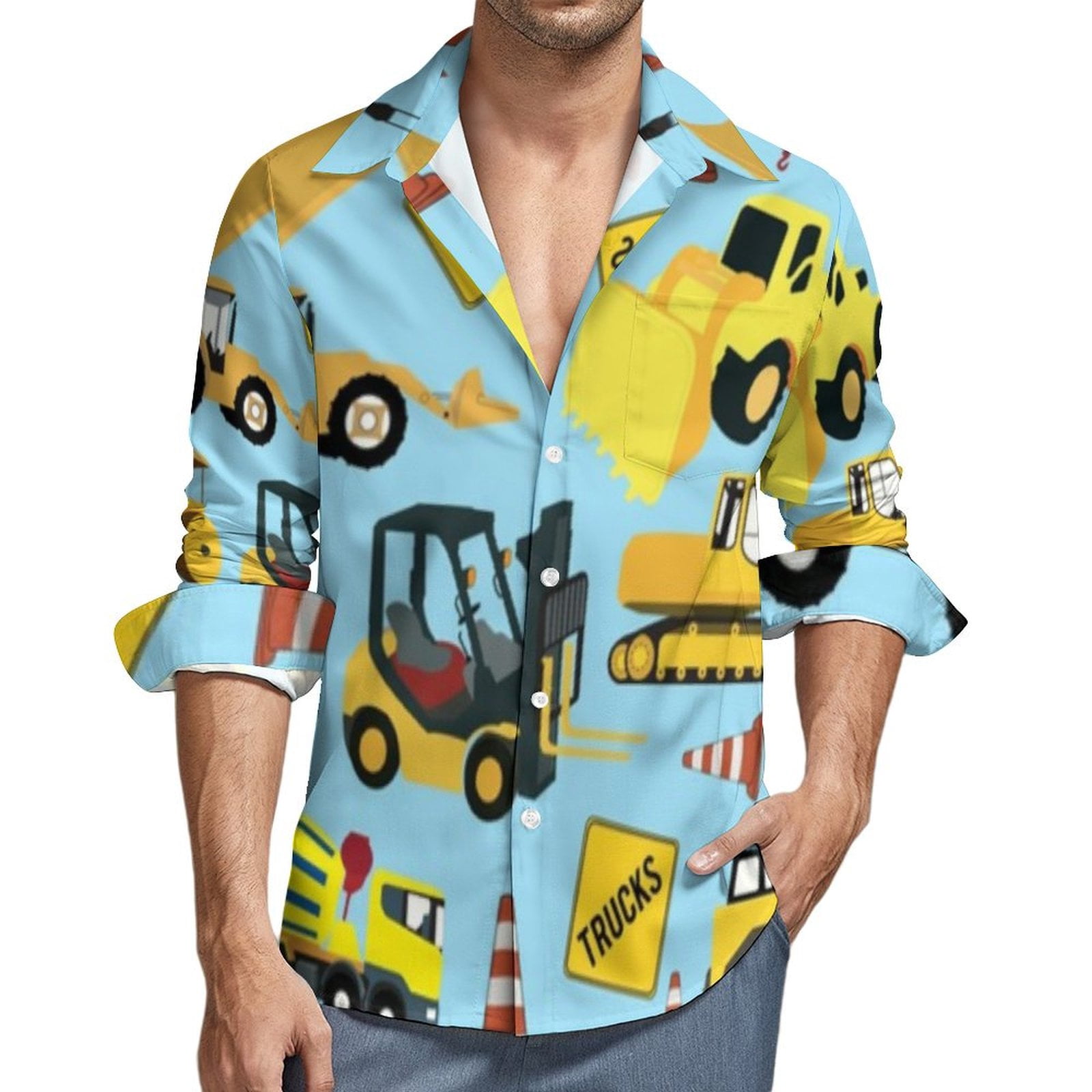 Construction Trucks Vehicles Pattern - Excavator Dump Truck Backhoe And ...