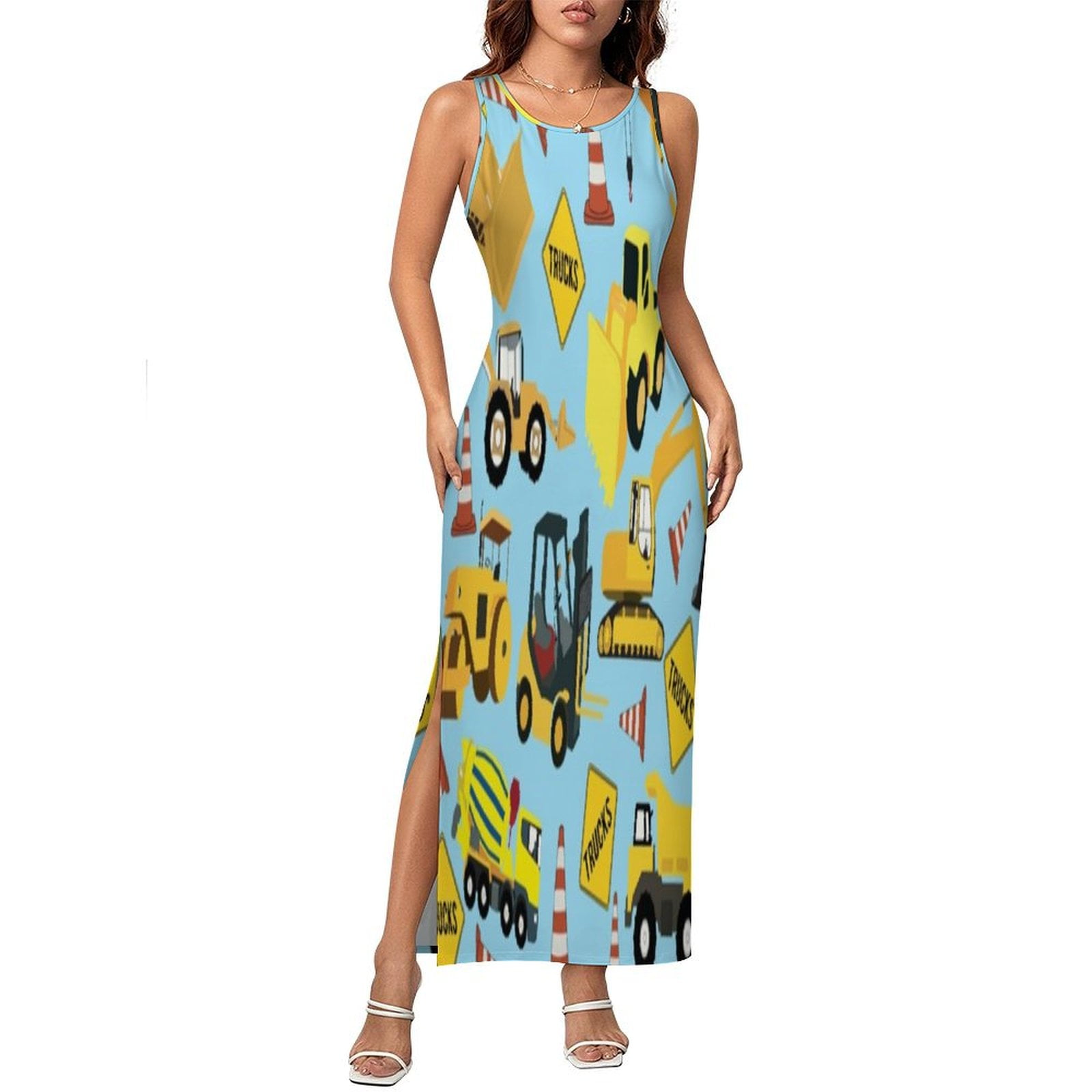 Construction Trucks Vehicles Pattern - Excavator Dump Truck Backhoe And ...