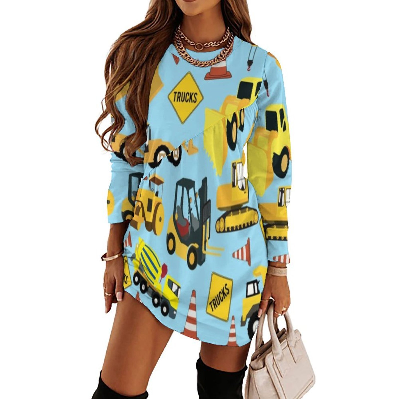 Construction Trucks Vehicles Pattern - Excavator Dump Truck Backhoe And ...