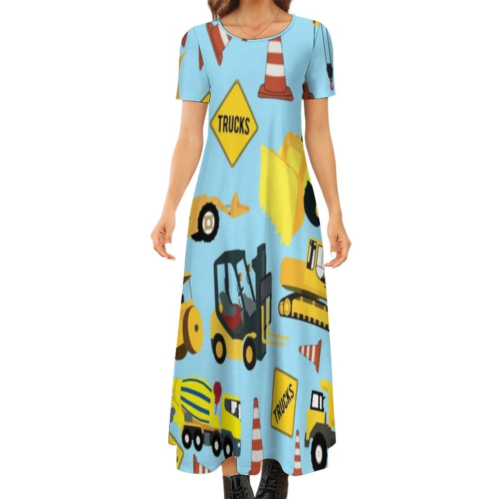 Construction Trucks Vehicles Pattern - Excavator Dump Truck Backhoe And ...