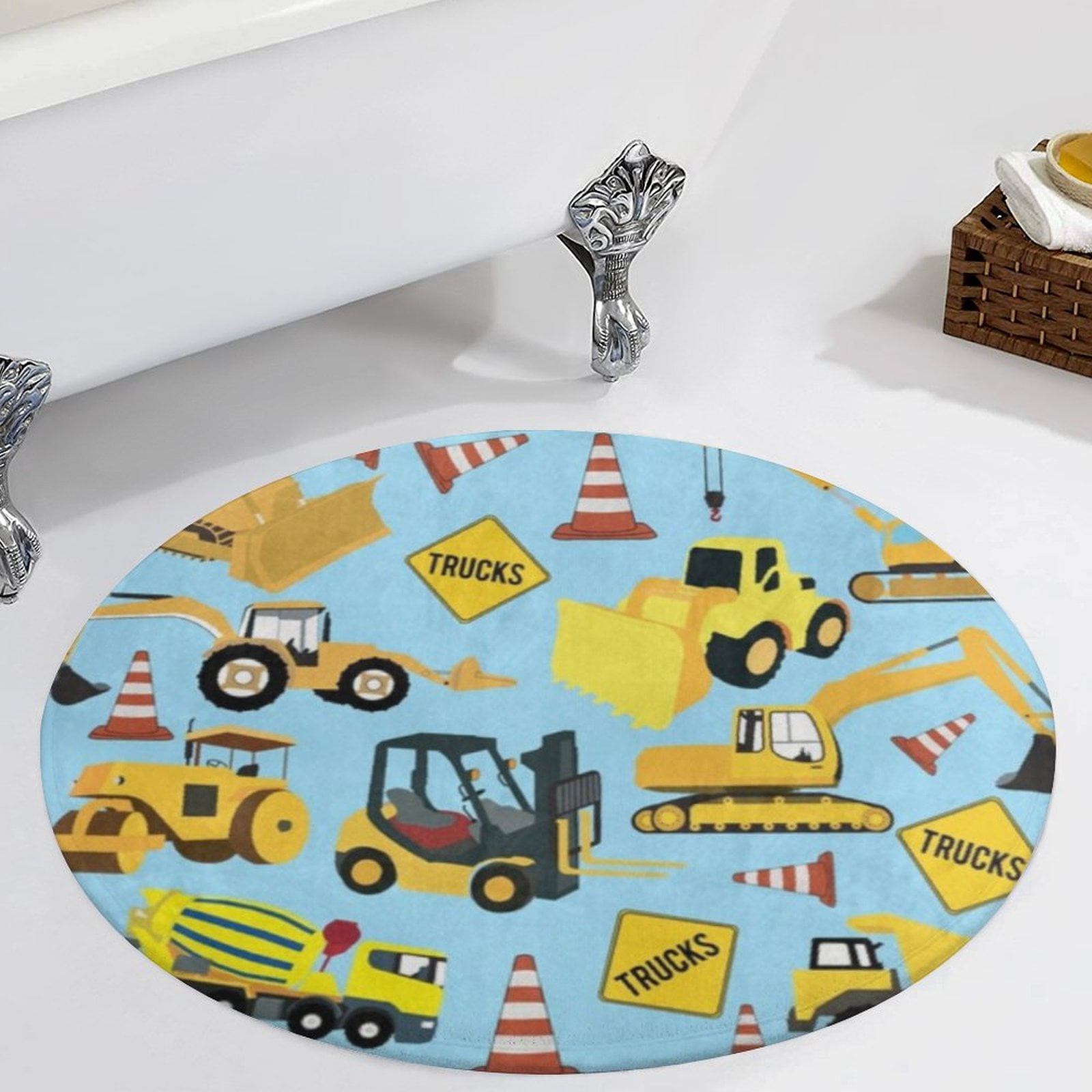 Construction Trucks Vehicles Pattern - Excavator Dump Truck Backhoe And ...