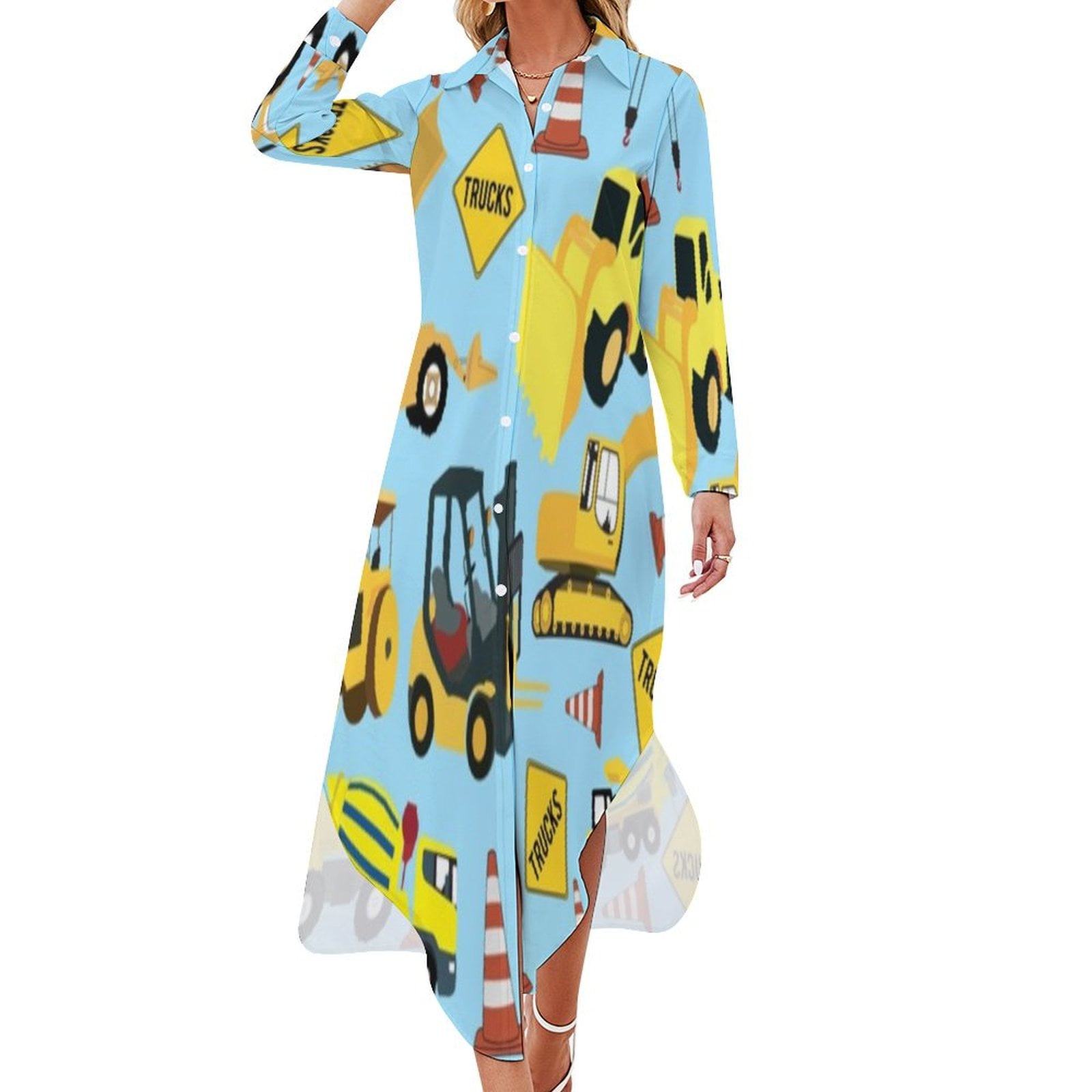 Construction Trucks Vehicles Pattern - Excavator Dump Truck Backhoe And ...