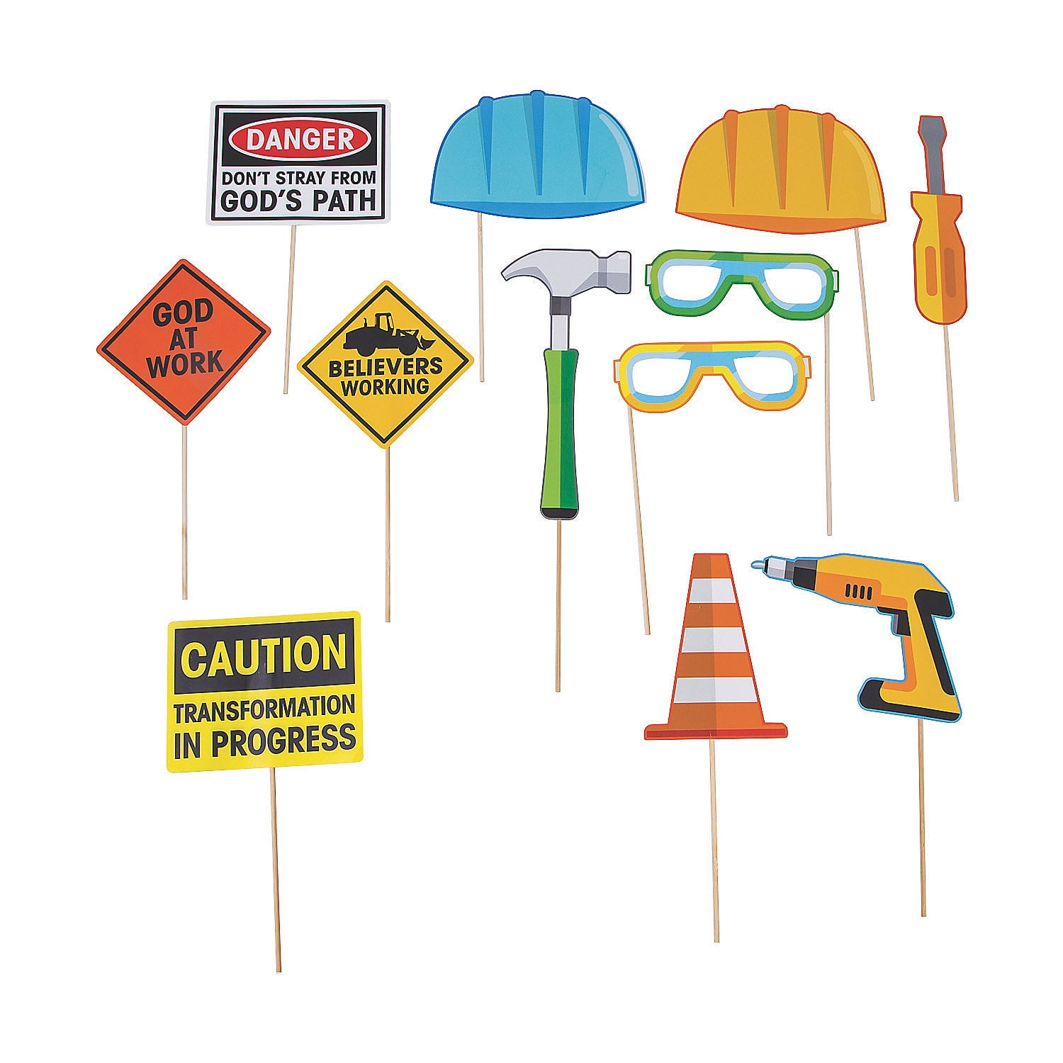Construction Vbs Photo Booth Props - Party Favors - 12 Pieces - Walmart.com