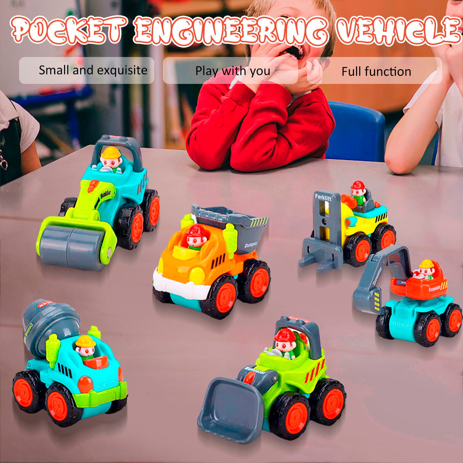 Construction Vehicle Car Toy Set 6-Piece | Forklift Bulldozer Excavator ...