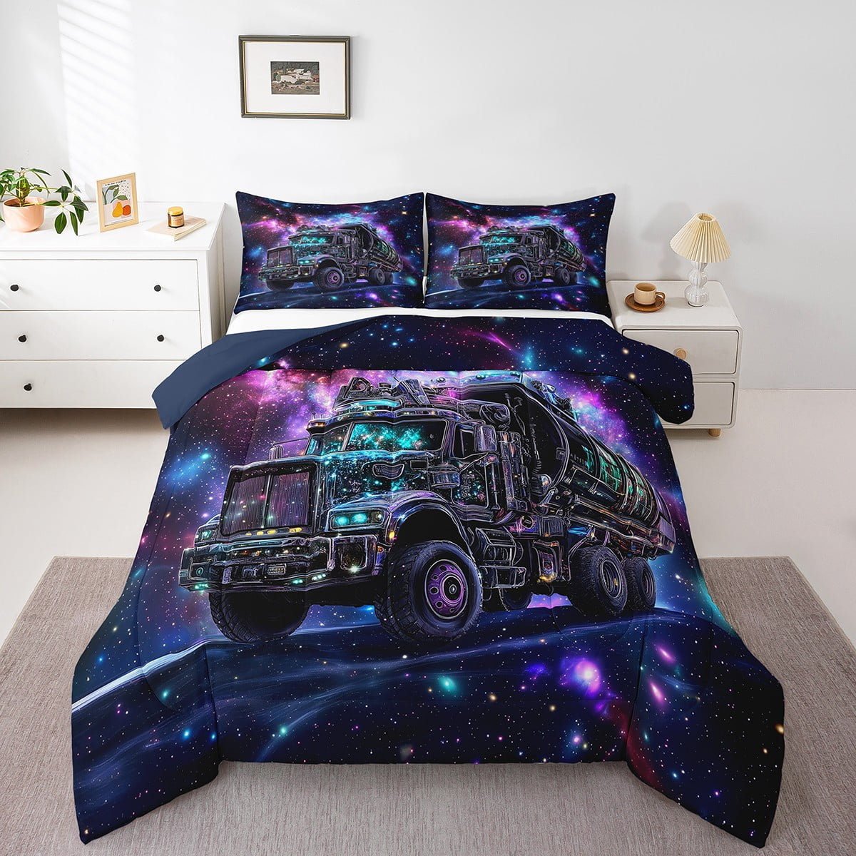 Construction Vehicle Down Comforter Abstract Truck Pattern Bedding Set ...
