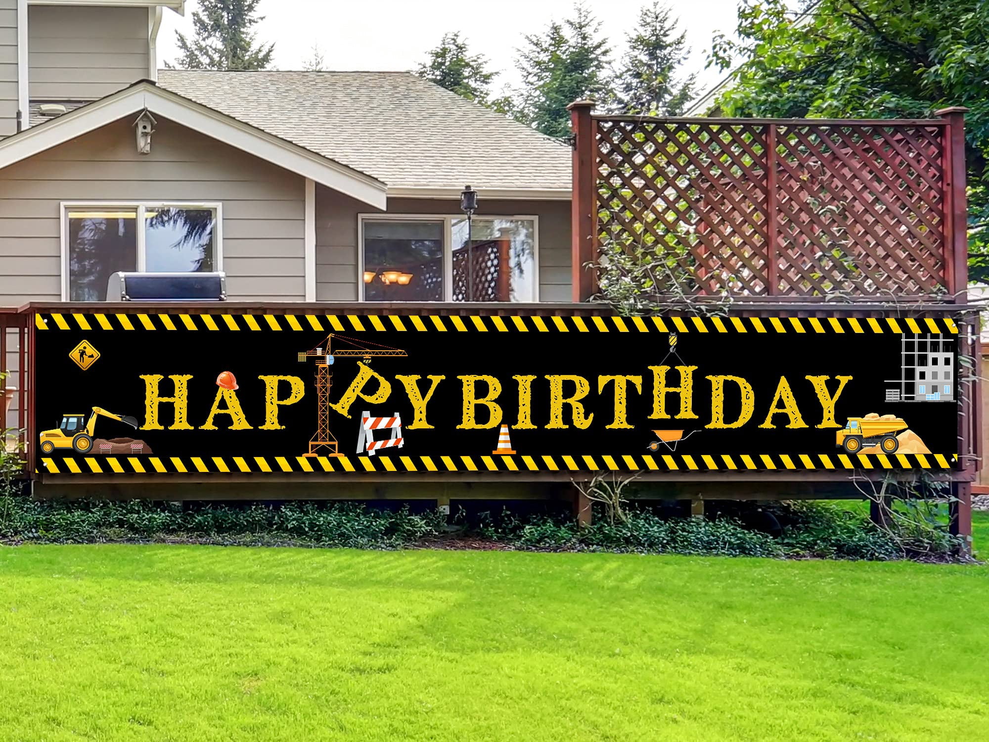 Construction Vehicle Happy Birthday Banner Baby Boy Toddler Kids ...