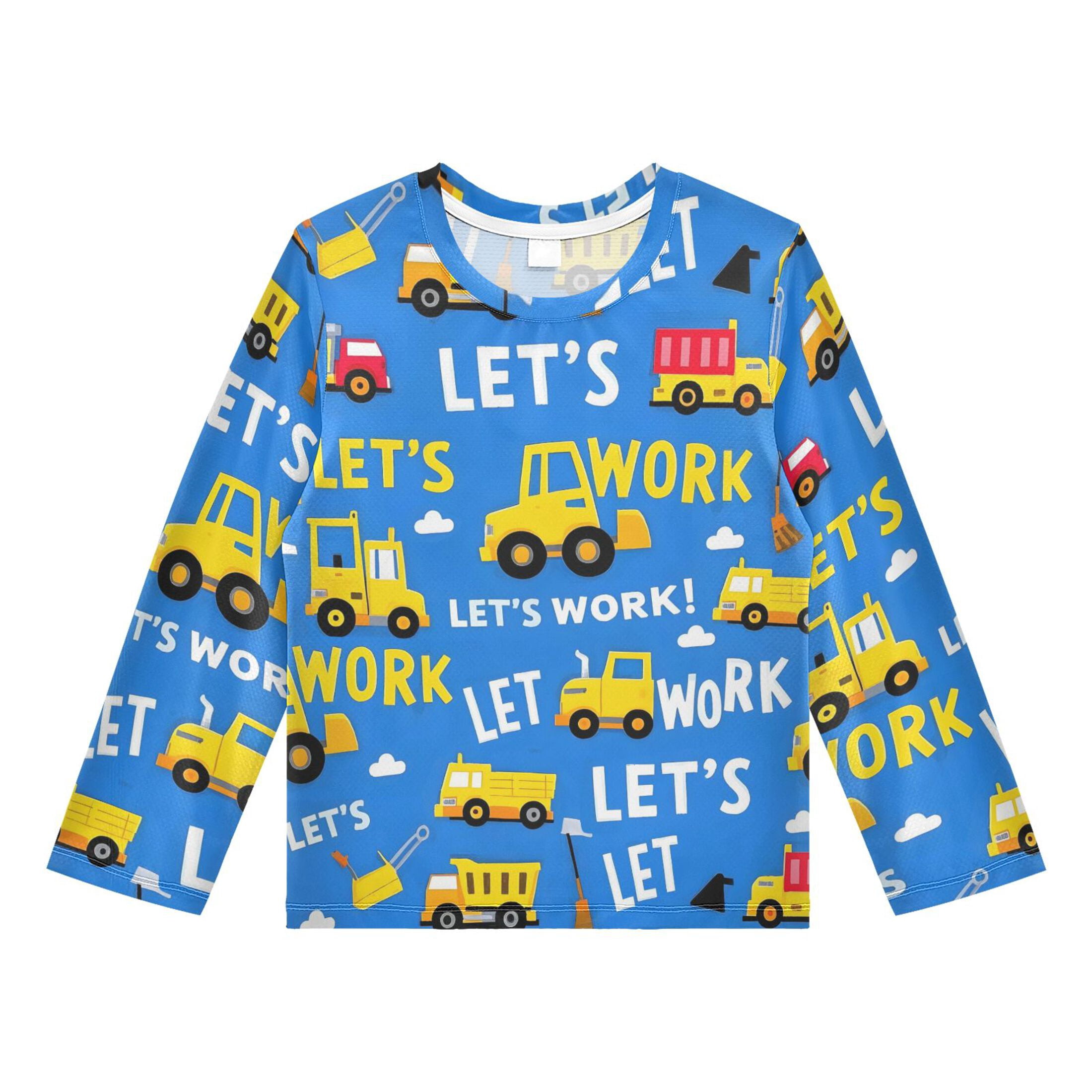 Construction Vehicle Pattern Boys' Rash Guard Shirts UPF 50 Plus Sun ...