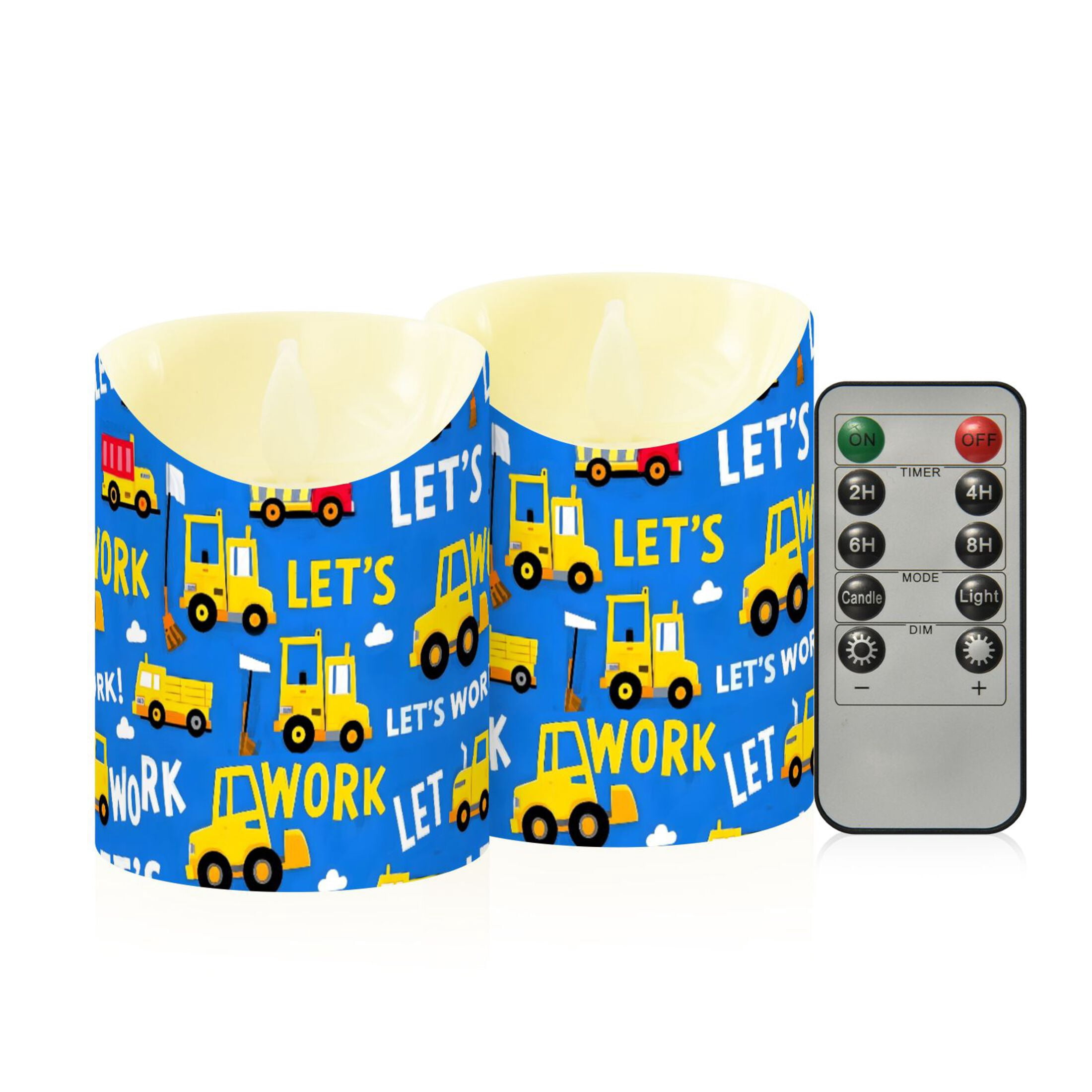 Construction Vehicle Pattern Flameless Candles 2 PCS with Remote ...