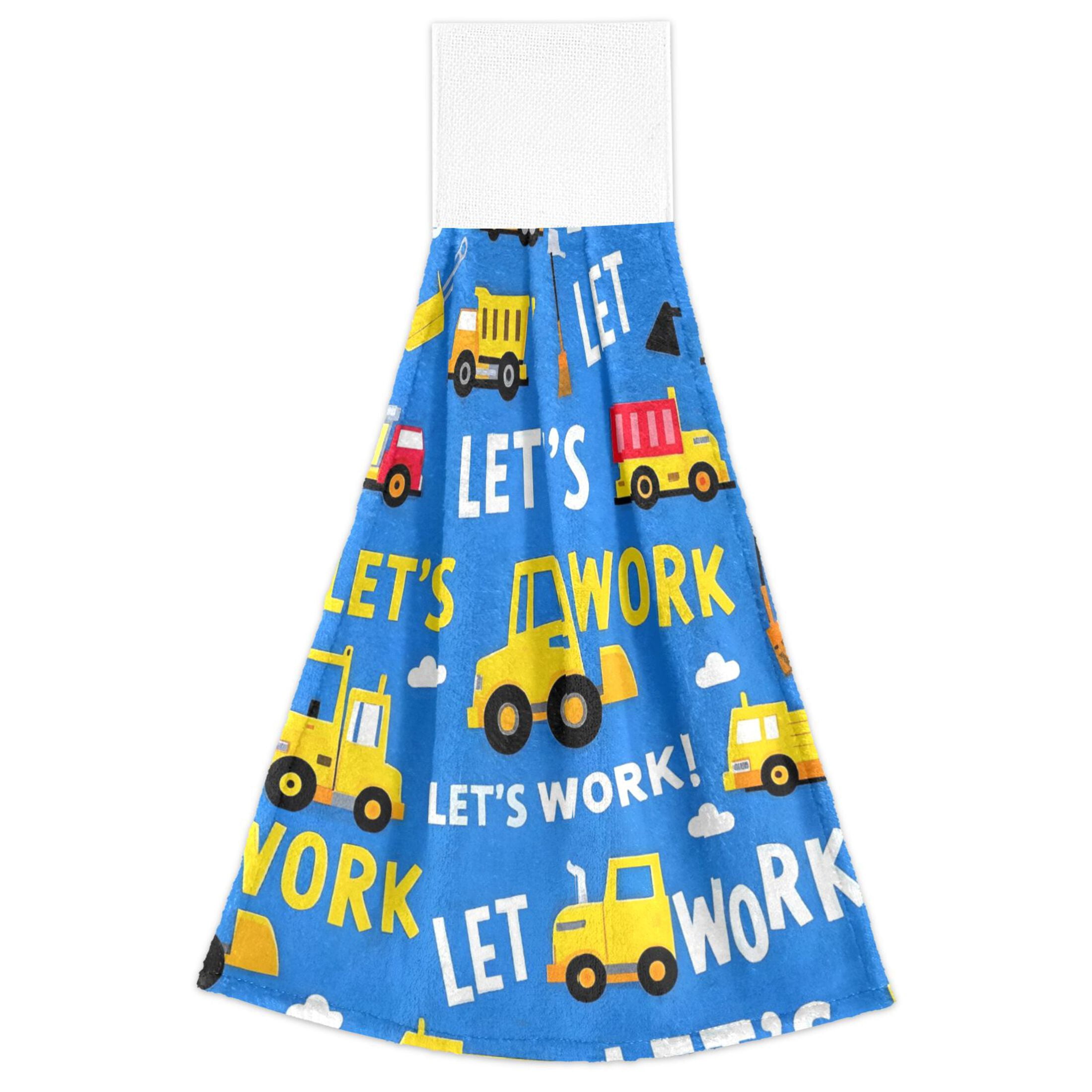 Construction Vehicle Pattern Hand Towels 2 Pack Quick Dry Velvet Soft ...
