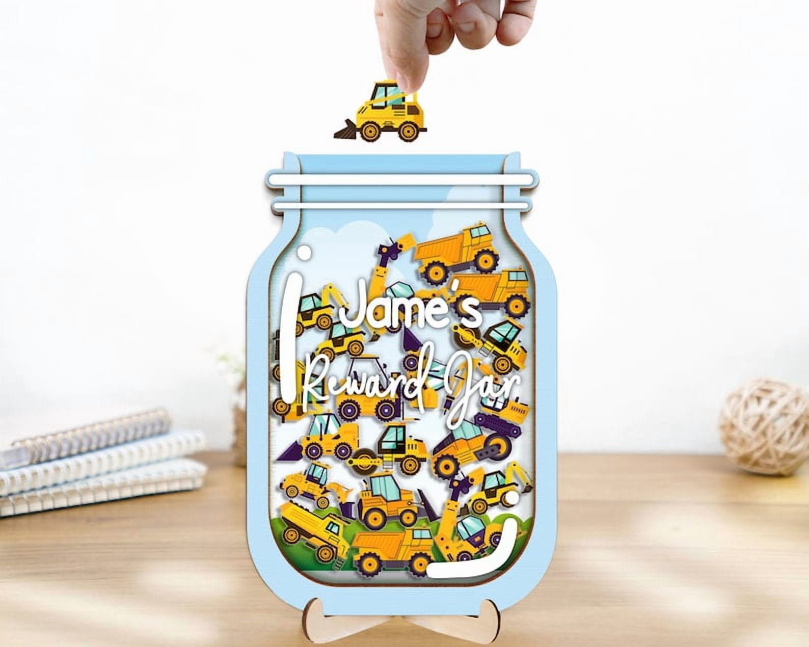 Construction Vehicle Reward Jar, Children Reward Jar, Cars Tokens ...