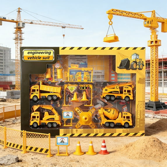 Construction Vehicle Toy Set Inertia Powered Excavator Dump Truck ...