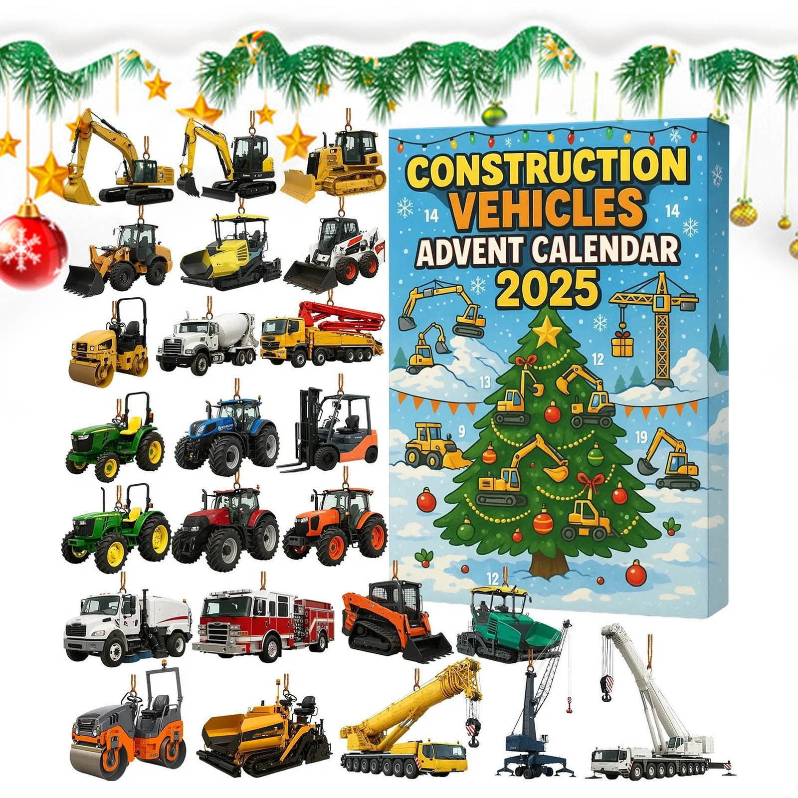 Construction Vehicles Advent Calendar 2025, 24 Days Christmas Countdown ...
