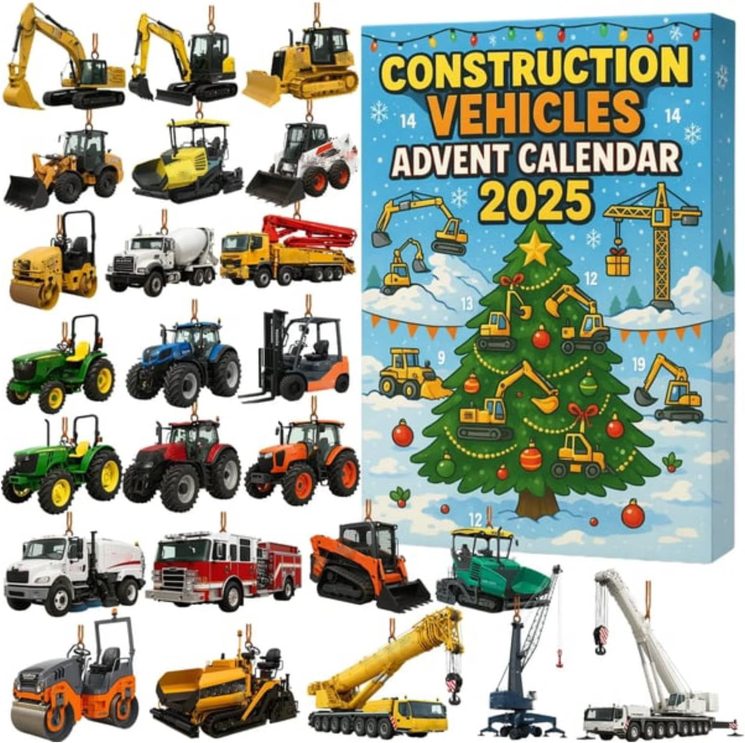 Construction Vehicles Advent Calendar 2025, 24 Days Christmas Countdown ...
