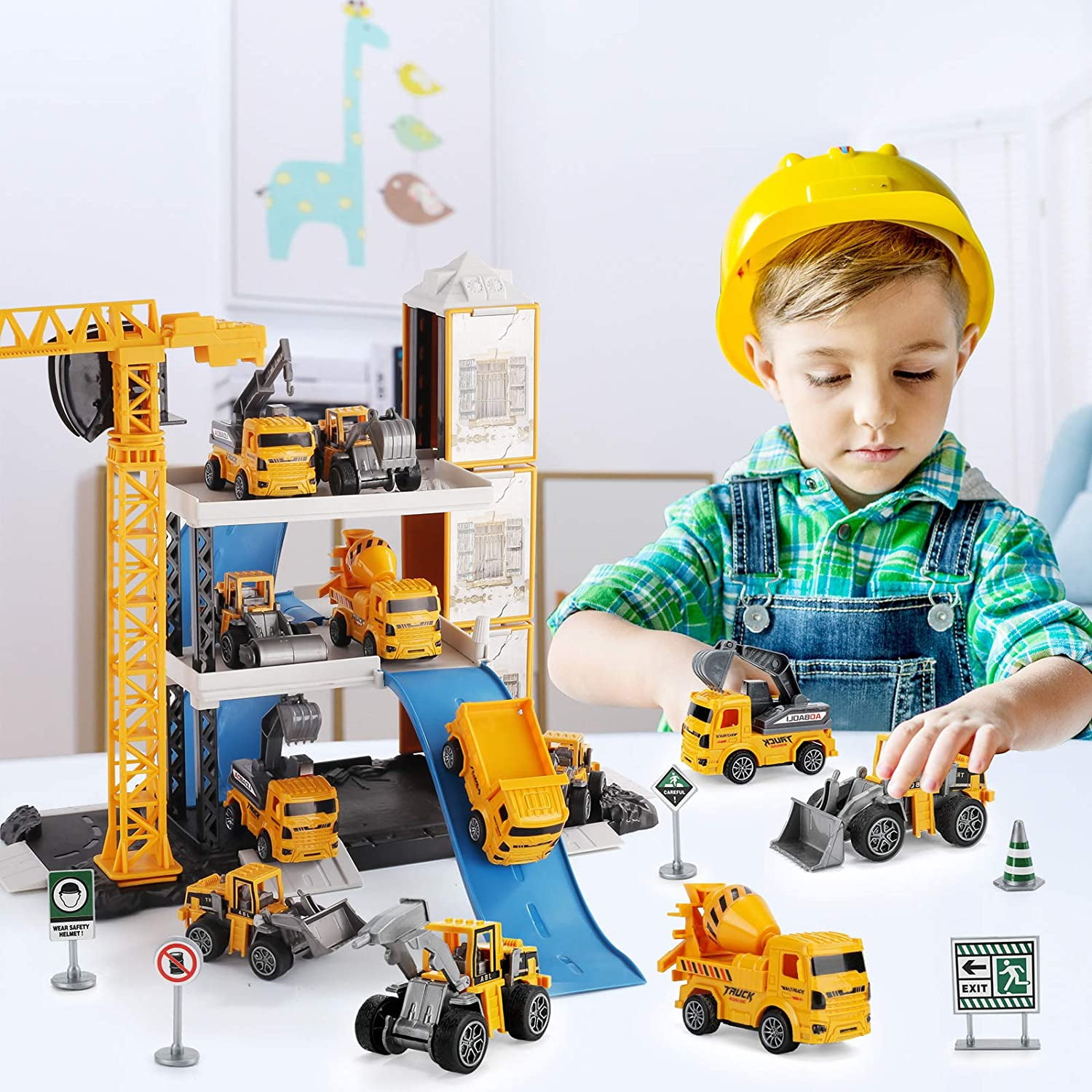 Construction Vehicles Toy Set 60PCS Kids Engineering Trucks Vehicle w ...